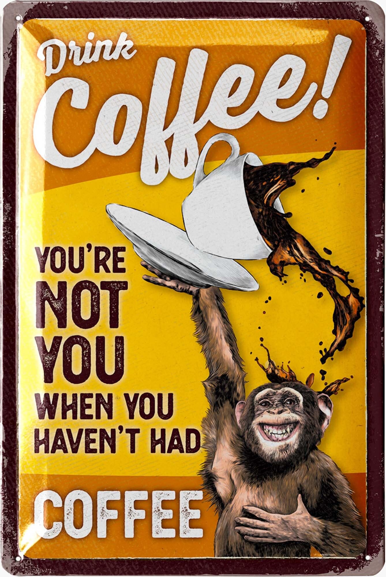 Amazon.com: LANOLU Vintage Metal Coffee Sign - DRINK COFFEE MONKEY ...