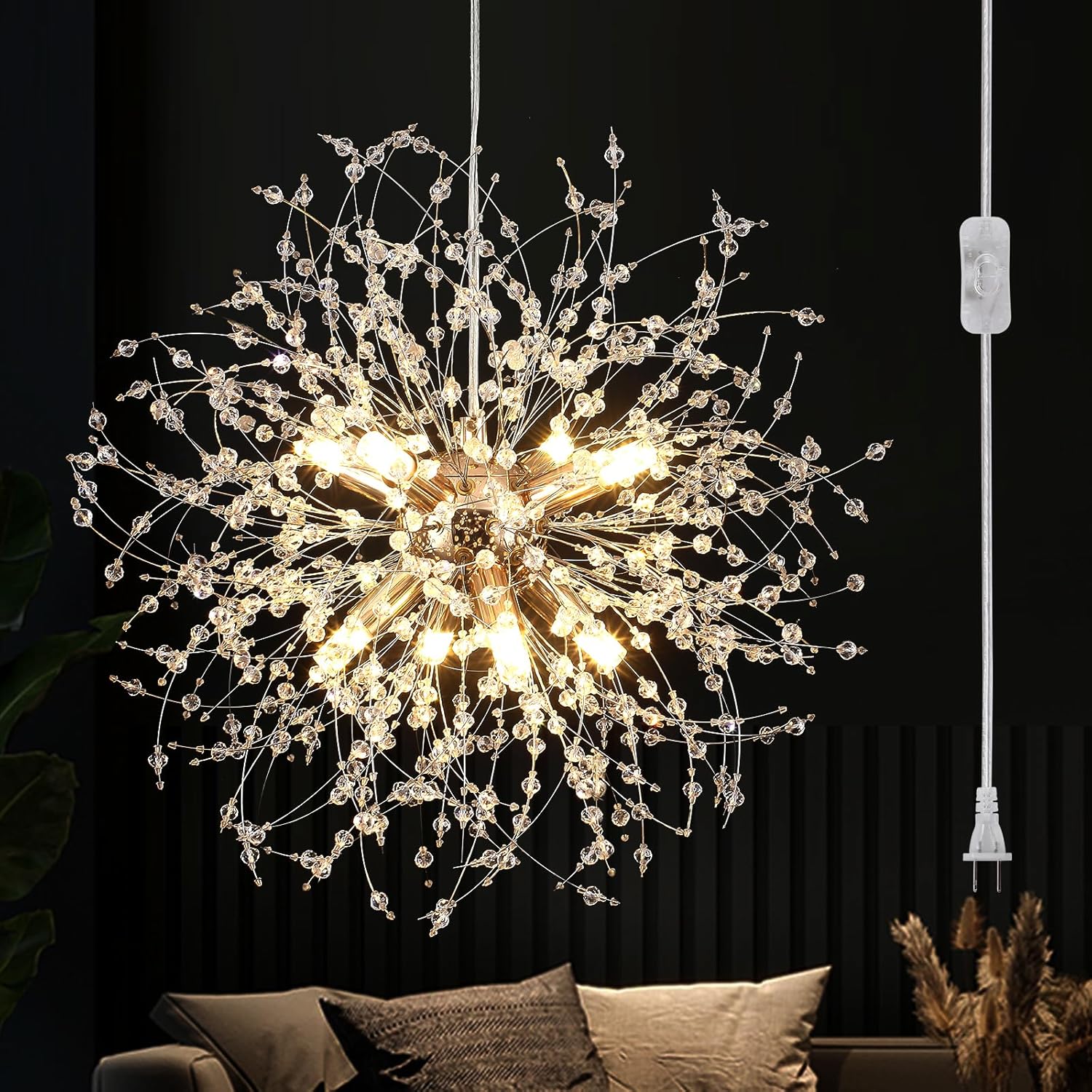 JZQWCK Modern Crystal Chandeliers Firework,Crystal Light Fixture,8 ...
