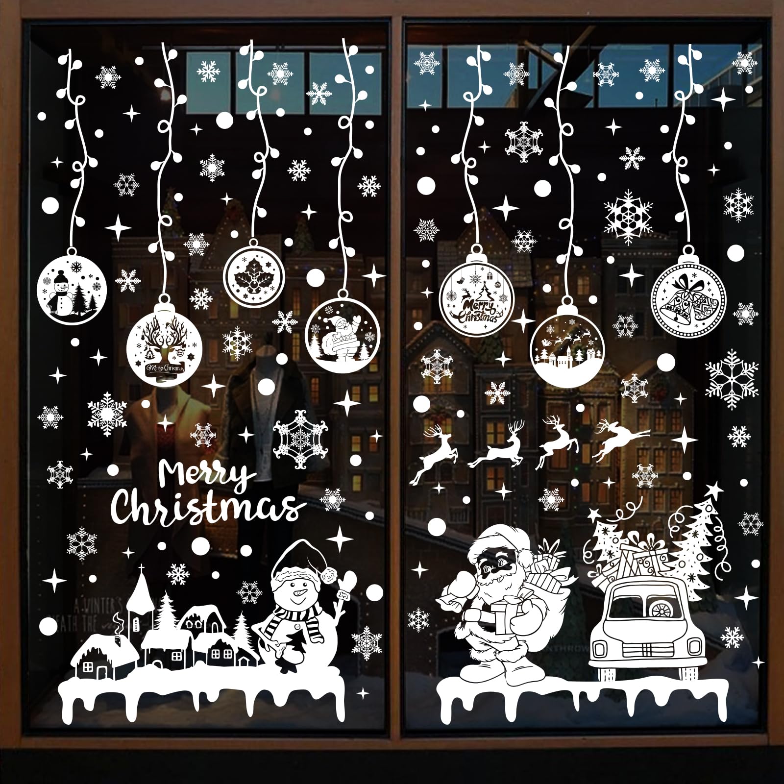Amazon.com: 237 PCS White Christmas Window Clings Stickers, 9 Sheets ...