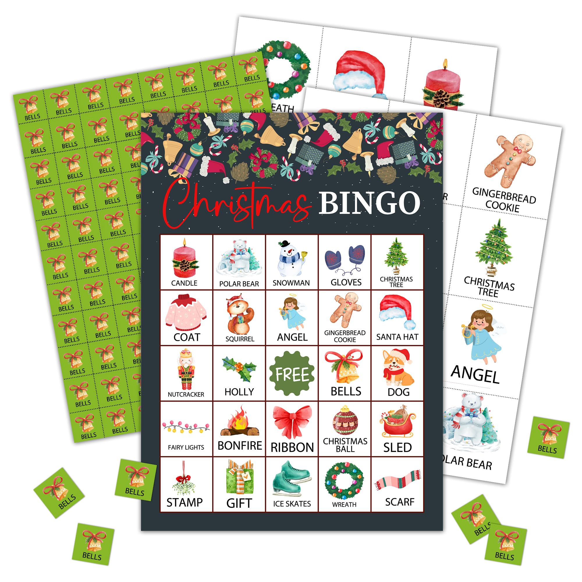 Amazon.com: HUQIL Christmas Bingo Party Games with 24 Players, Birthday ...