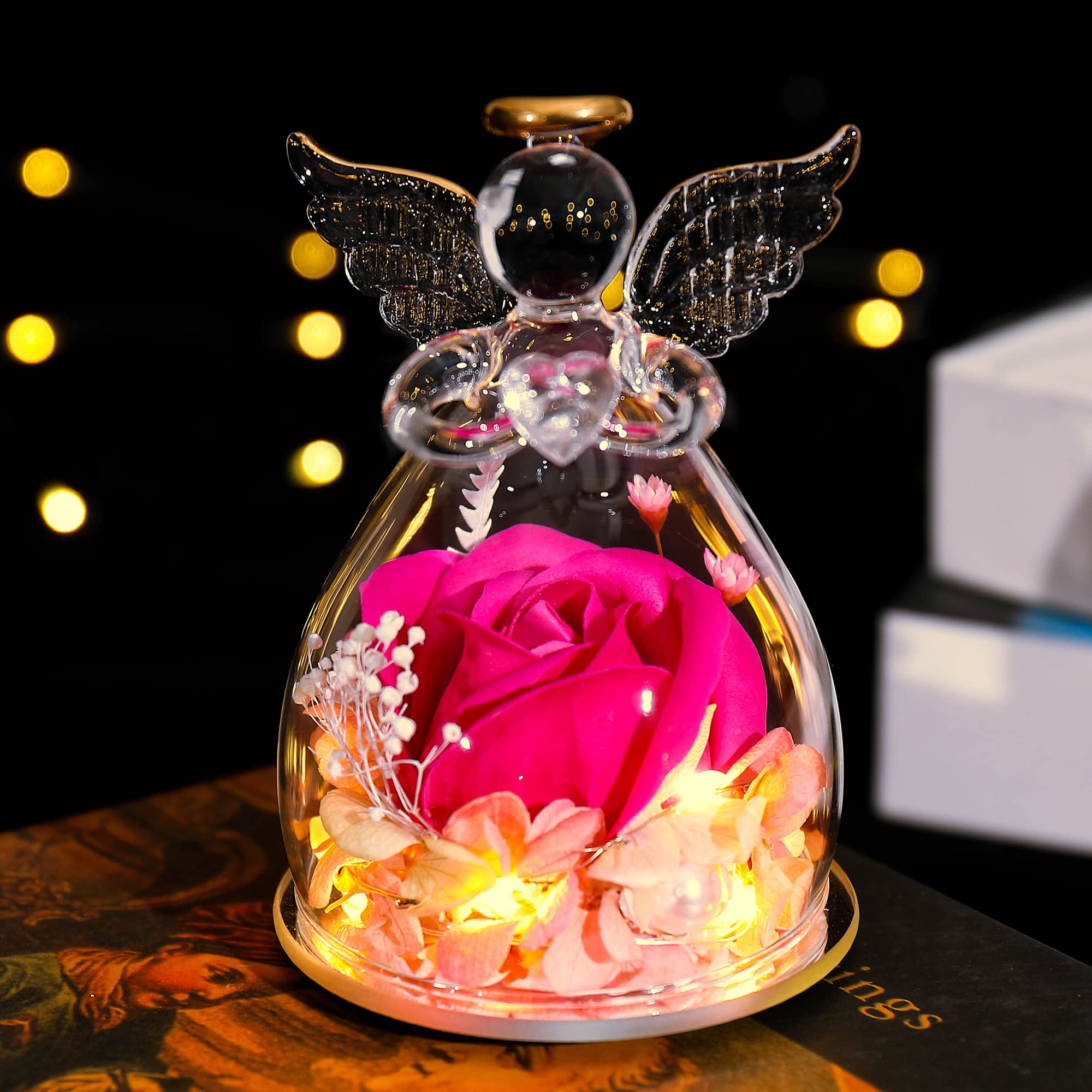 Amazon.com: Tiaronics Angel Gifts Forever Flower Rose in Angel ...
