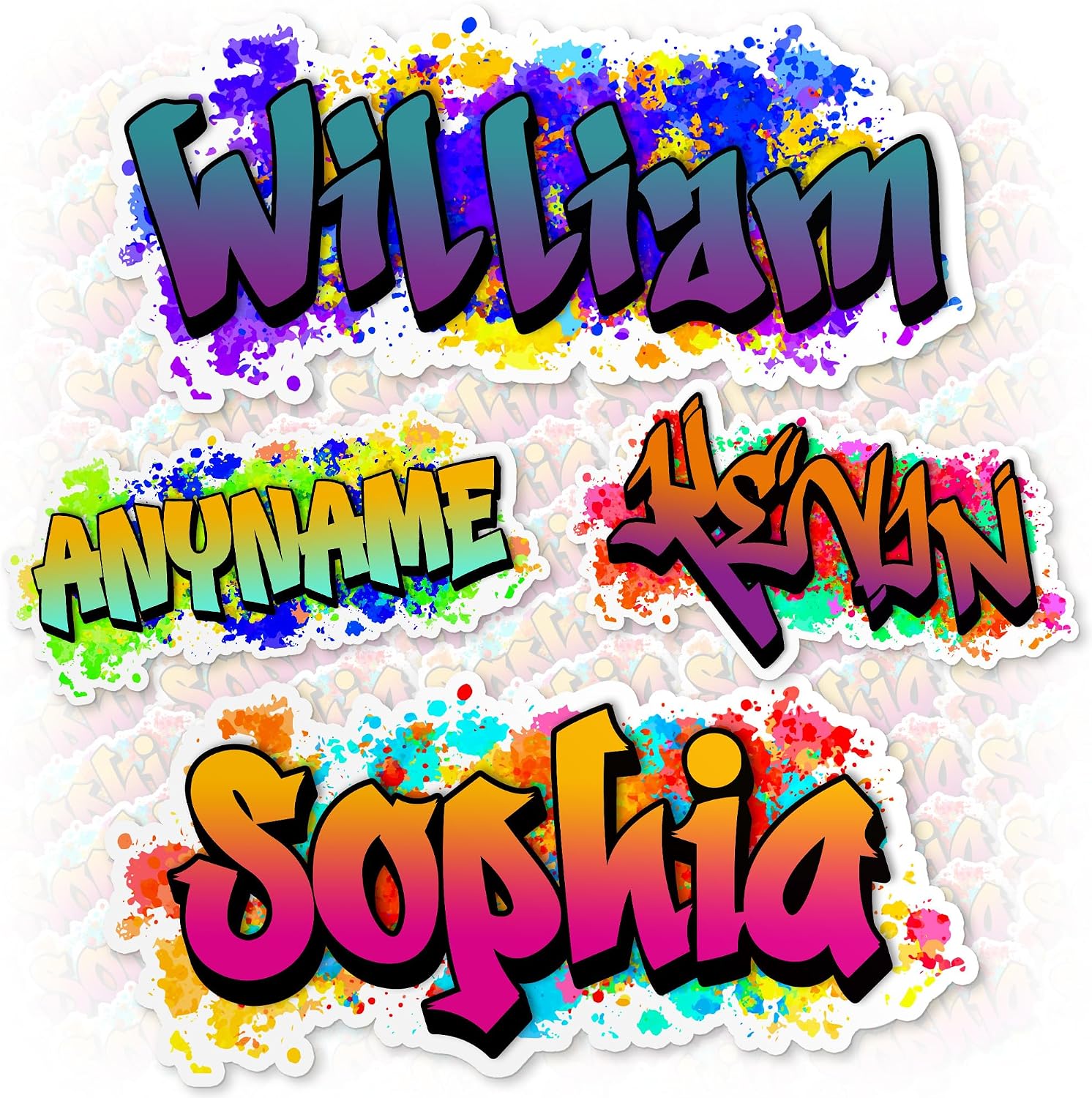 Amazon.com: Custom Graffiti Name Decal Sticker Personalized Colorful ...