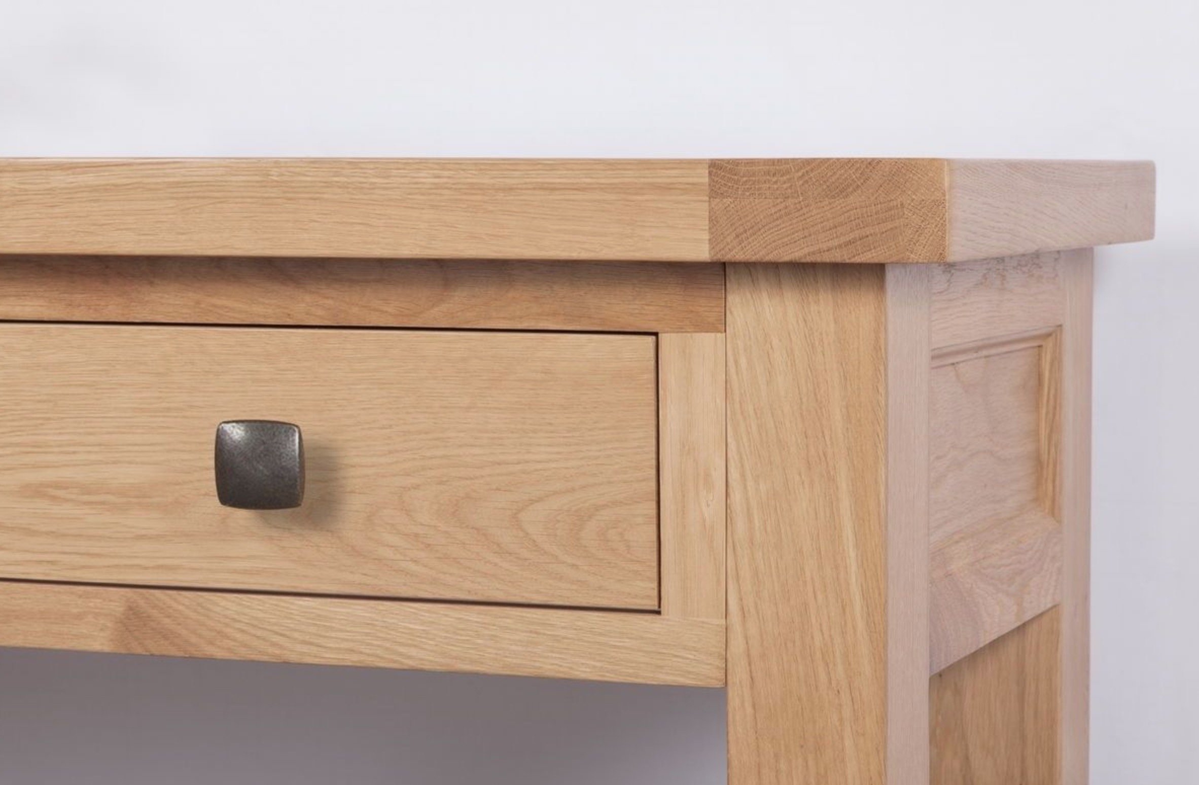 Buy Devon Solid Oak 2 Drawer Console Table/Natural Oak Lacquer Console ...