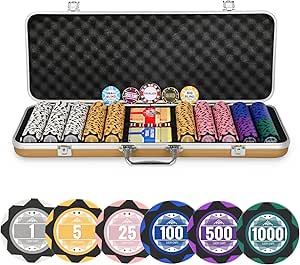 Amazon.com: ORIENGEAR Poker Chip Set with Denominations 500 PCS with 14 ...