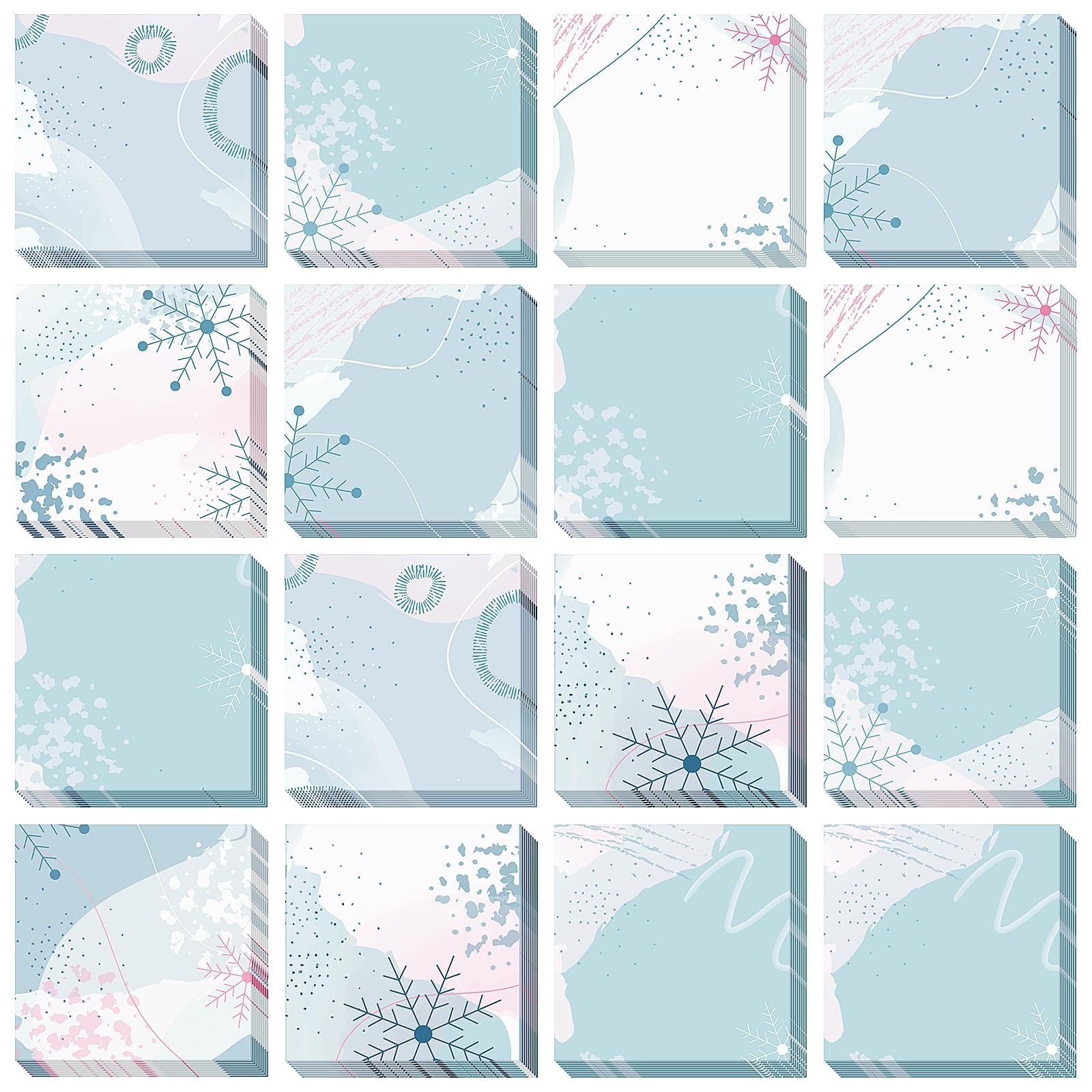 Amazon.com : 16 Pieces Christmas Winter Snowflake Sticky Notes Winter ...