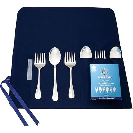 12 piece Silver Cutlery Storage Roll, Dark Blue by Town Talk : Amazon ...