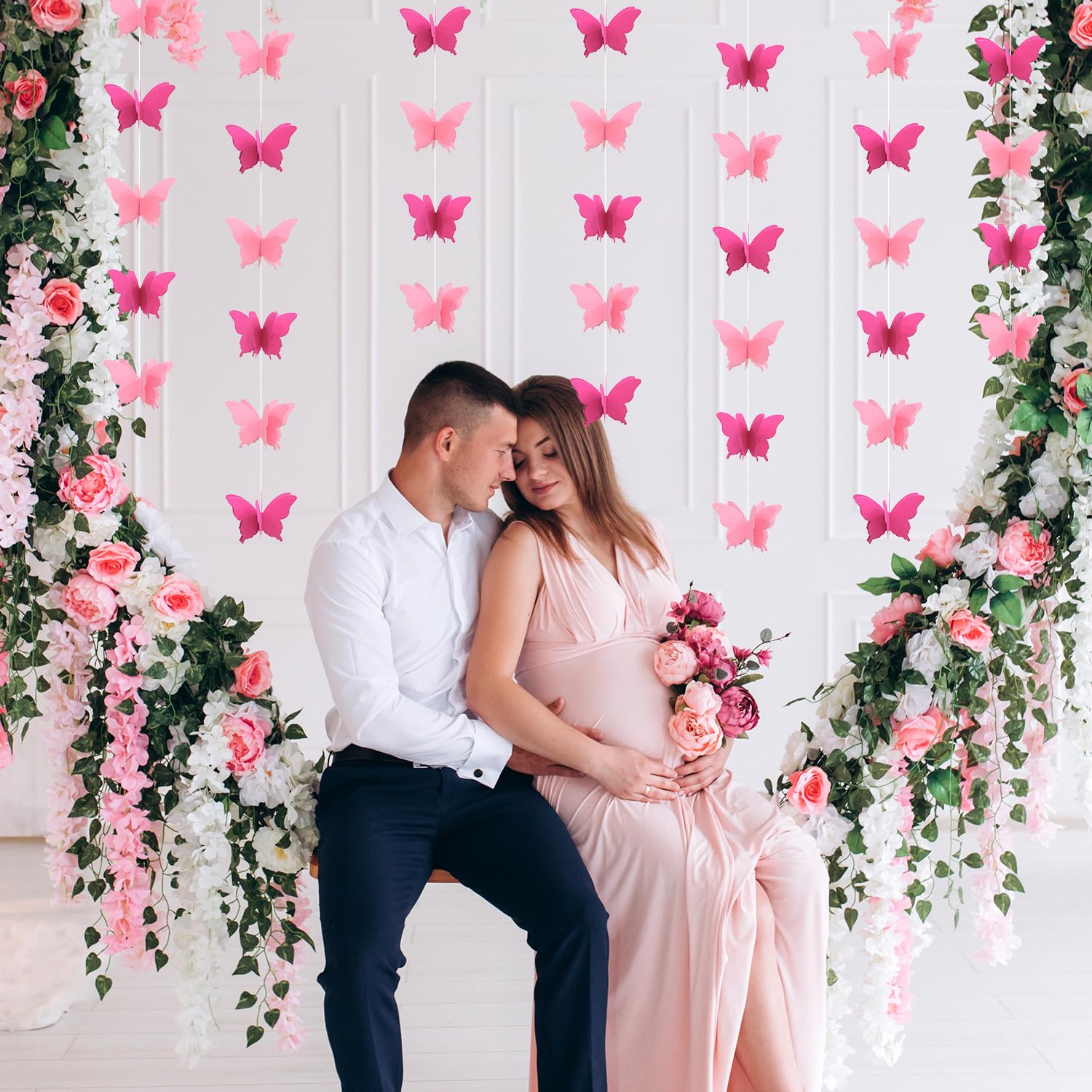 Snapklik.com : 3D Butterfly Garland - Two-Tone Pink, Set Of 4 Hanging ...
