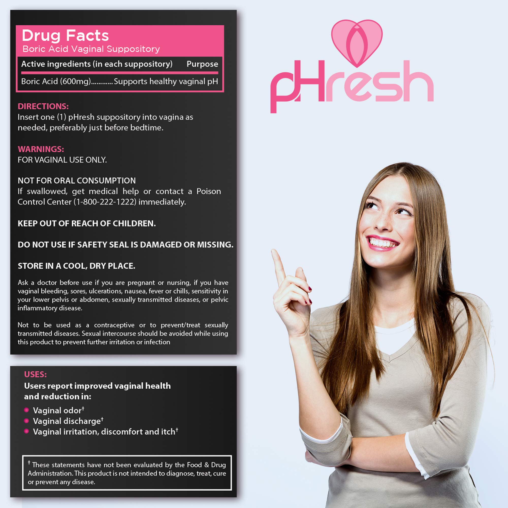 Supositorios de ácido bórico vaginal de 600 mg PhRESH:...B07HFHNZWW ...