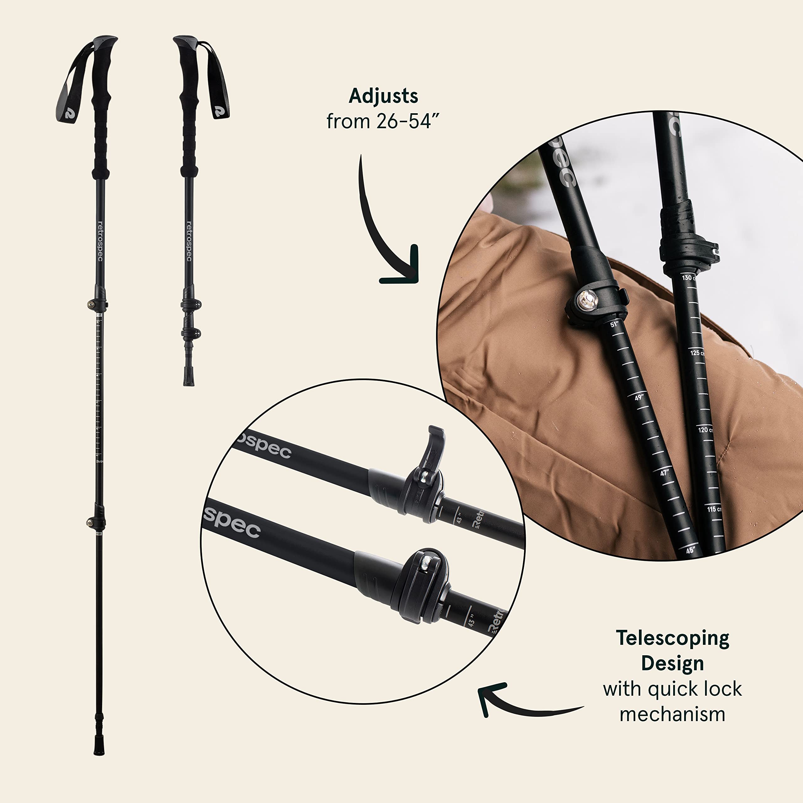 Retrospec Solstice Trekking Poles for Men & Women - Aluminum w/ Foam ...