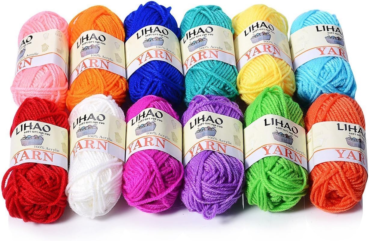 Amazon.com: Yinsun 12 Acrylic Yarn Skeins Mini Craft Yarn, 12 Colors ...