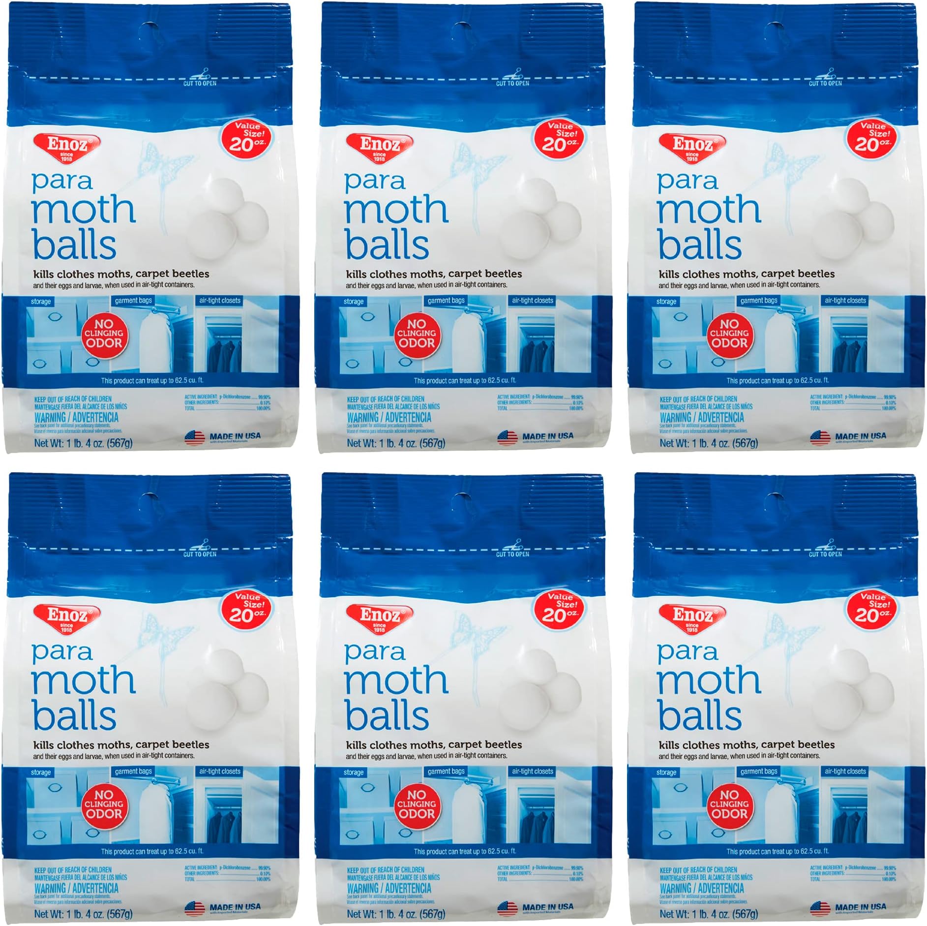 Amazon.com : Enoz Moth Cakes – 6 oz (6 Pack) – Easily Hangs in Closets ...