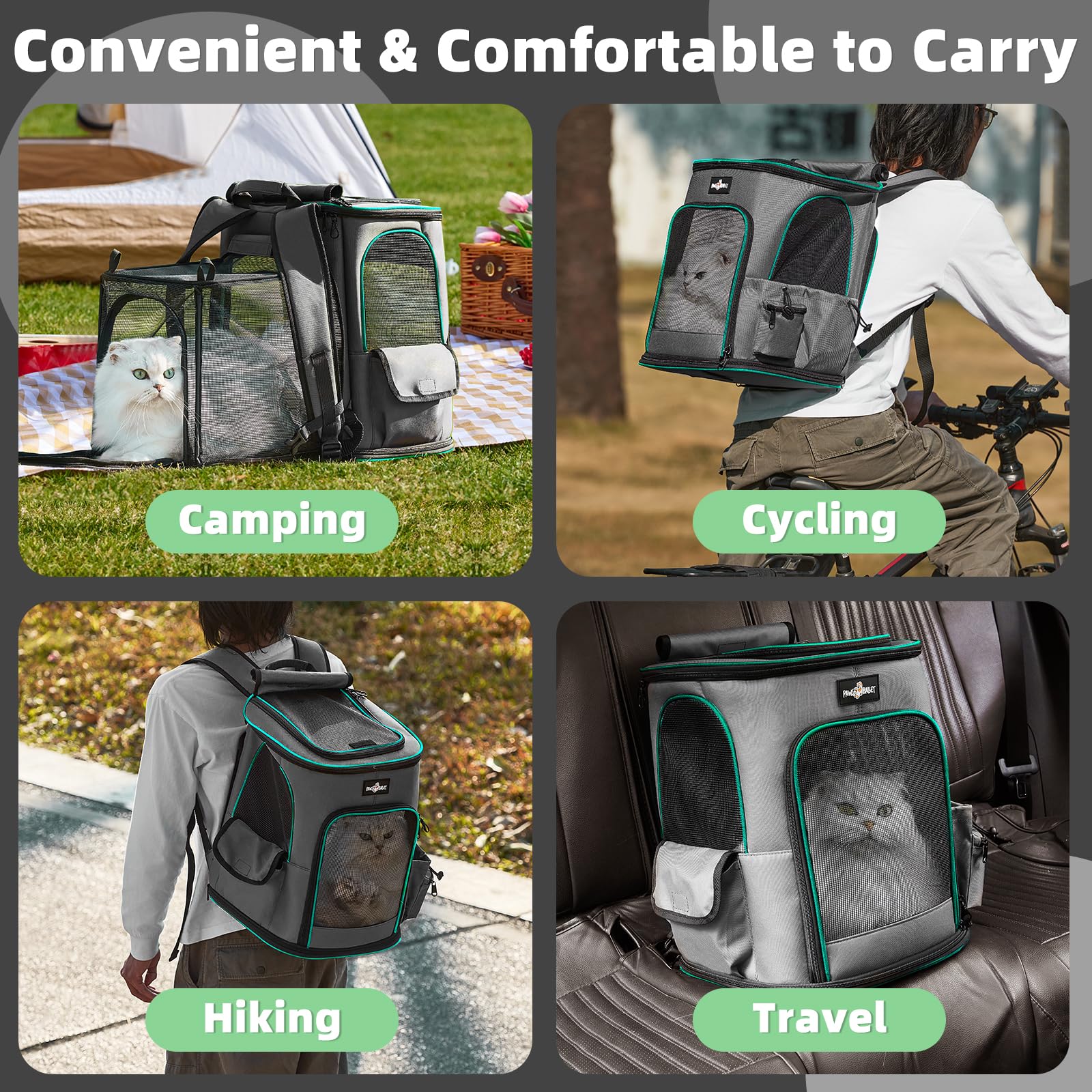 Cat Carrier Backpack, Expandable Pet Dog Backpack Carrier with ...