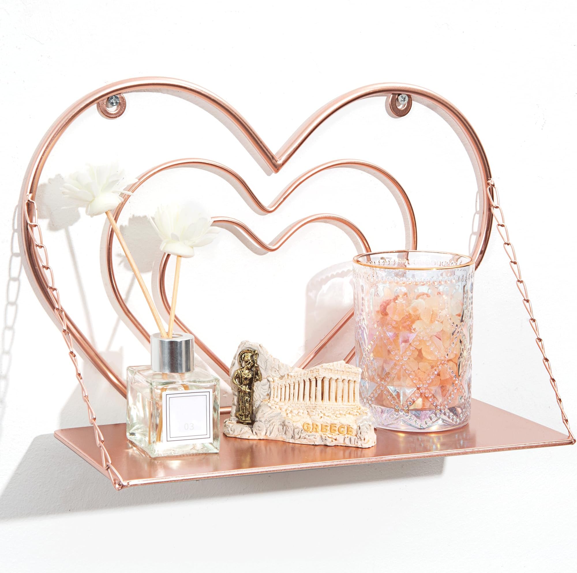 Amazon.com: QQXX Cute Heart Shaped Floating Shelves,Set of 3 Wall ...