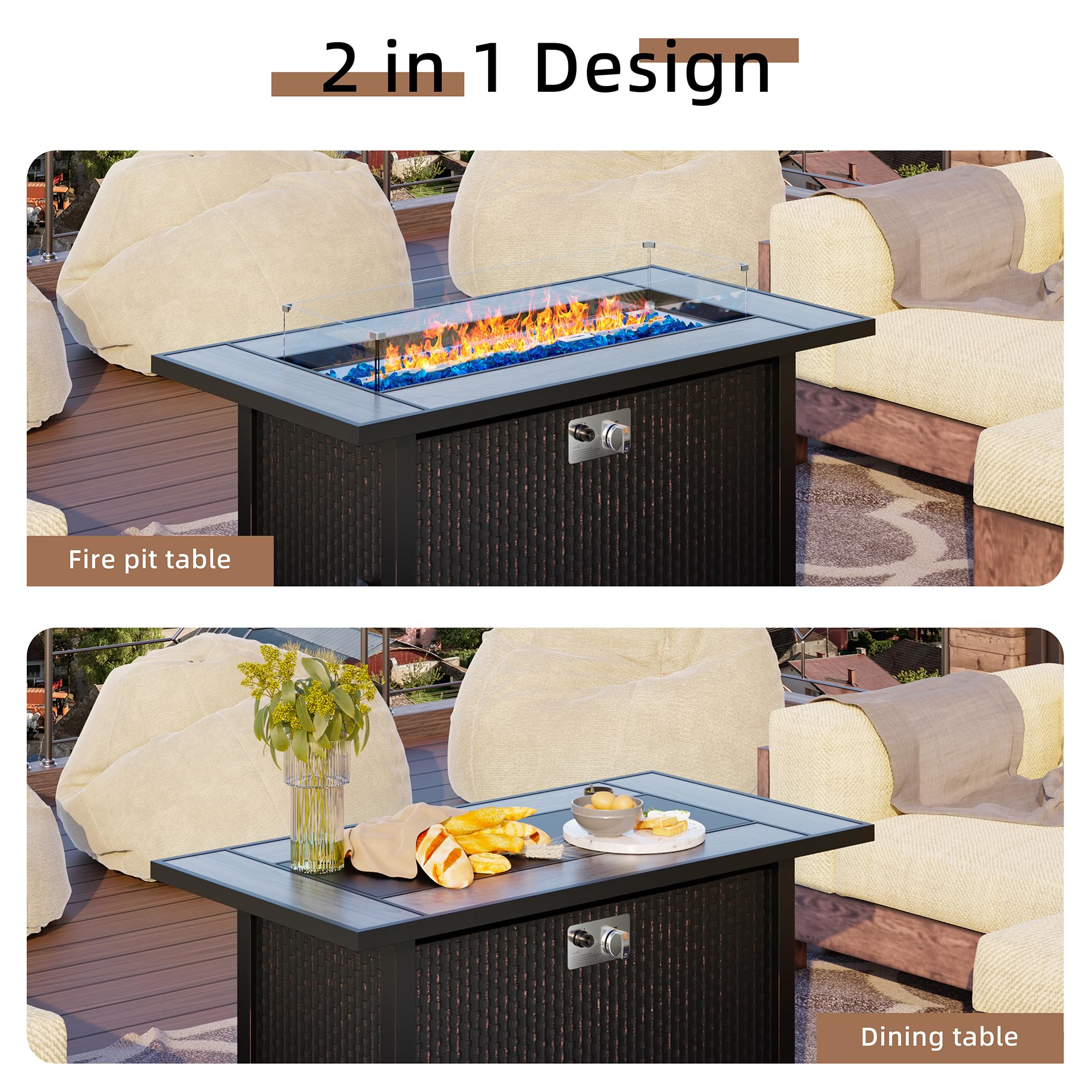 Snapklik.com : Shintenchi 5 Pieces Patio Furniture Sets W/45 Inch Fire ...