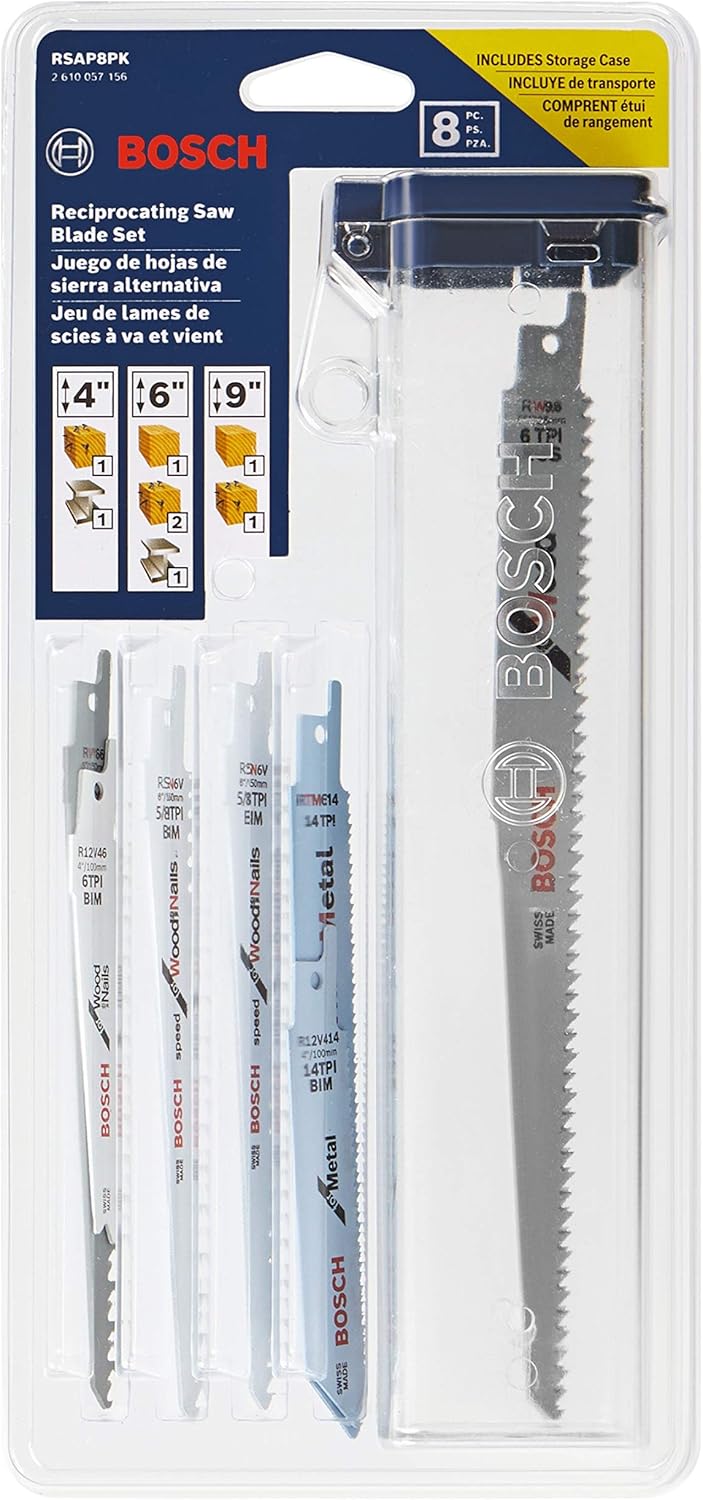 BOSCH RSAP8PK – Juego surtido de 8 hojas de sierra recíproca multiusos ...