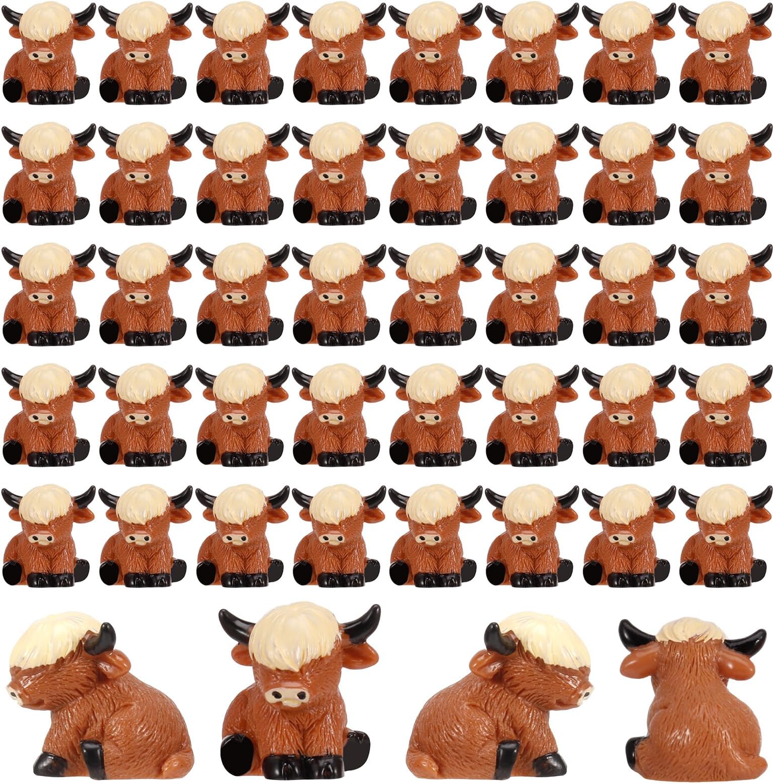 Amazon.com: 40 Pcs Mini Resin Highland Cow, Cute Mini Cow Figurines ...
