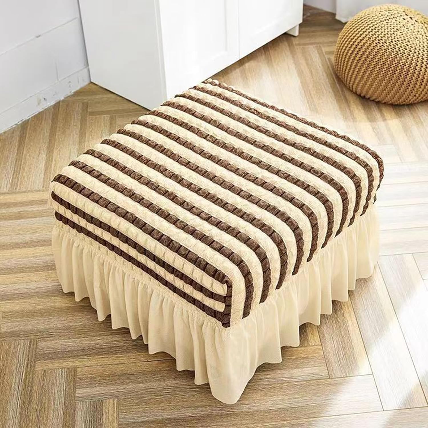 Amazon.com: Ottoman Covers Slipcover Rectangle 38 Inch, Stretch Foot ...