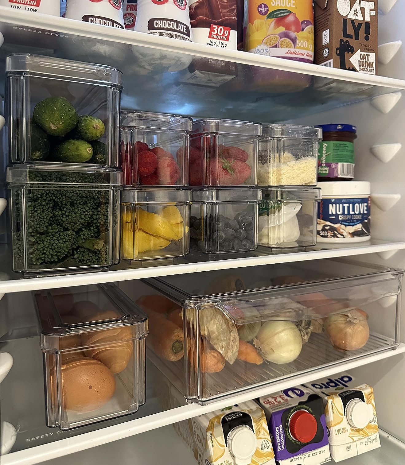 Fridge Organisers with Lids-Stackable Fridge Storage Containers Set of ...