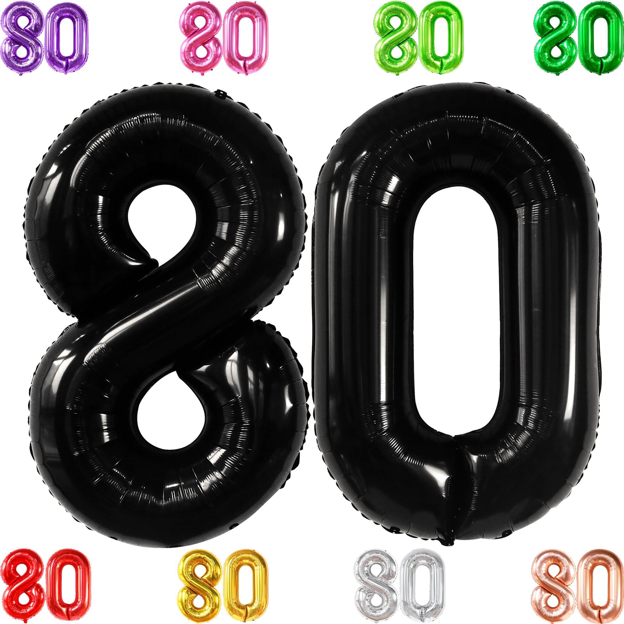 Amazon.com: KatchOn, Giant Black 80 Balloon Numbers - 40 Inch | Happy ...