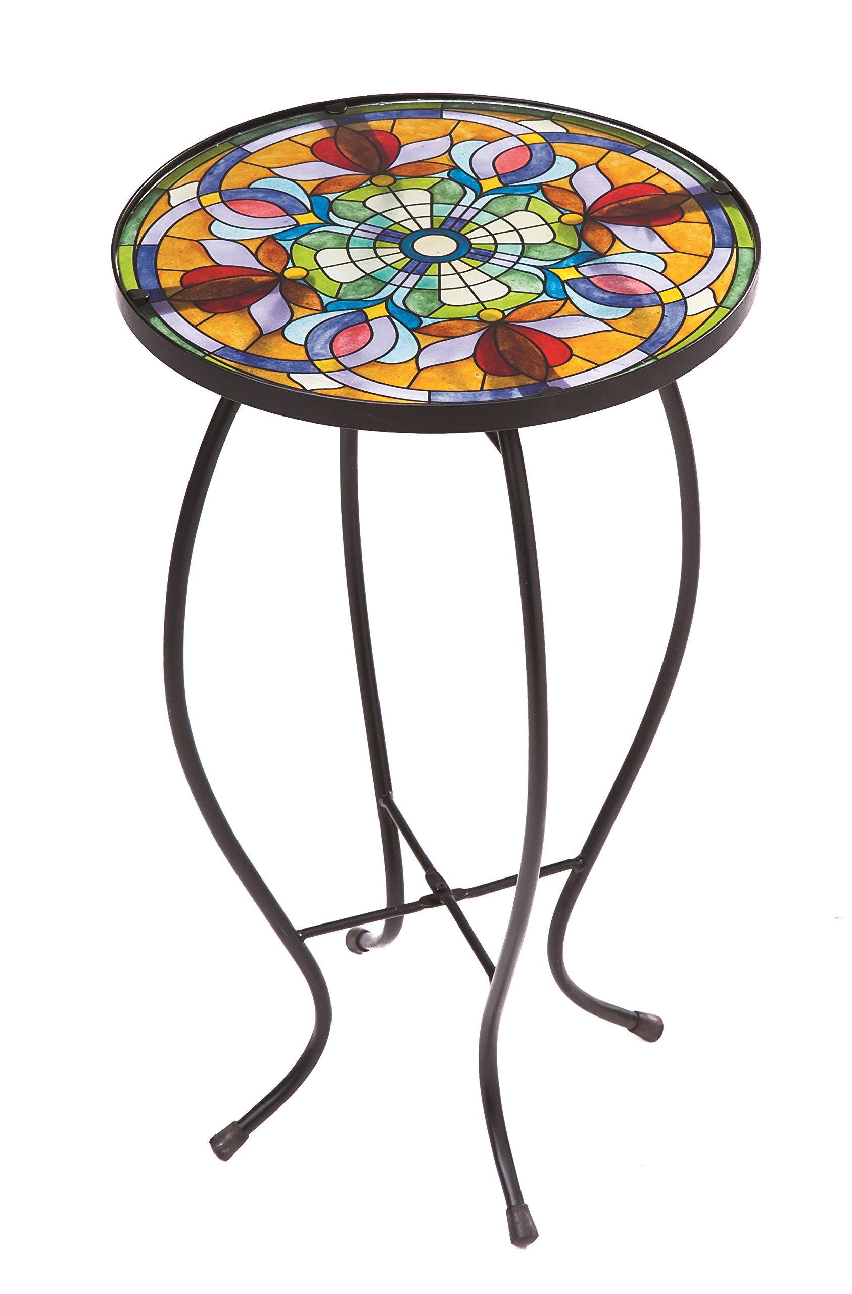 Amazon.com: Evergreen Garden Tiffany-Inspired Floral Side Table for ...