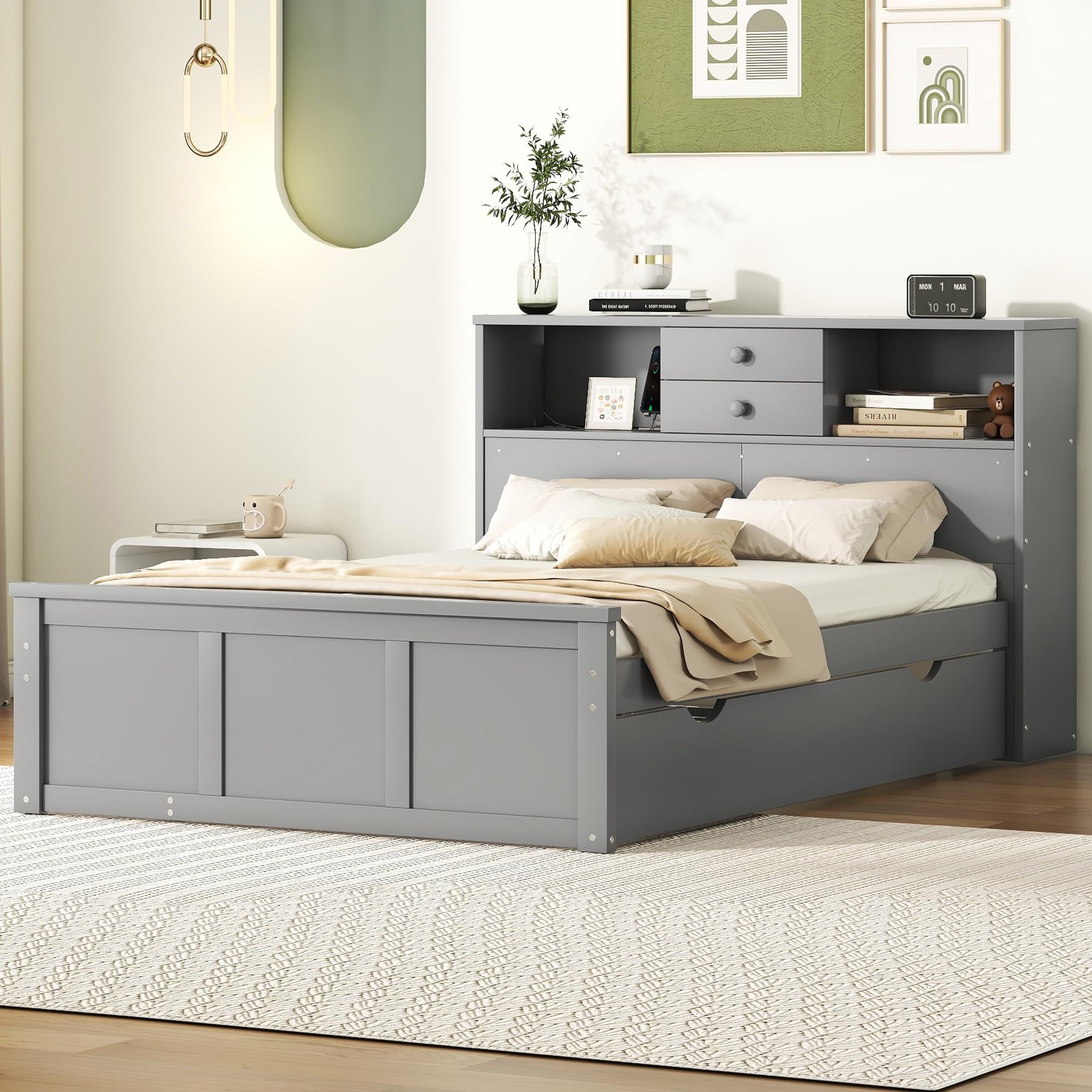 Snapklik.com : FAVSH Full Size Wood Pltaform Trundle And 3 Drawers ...