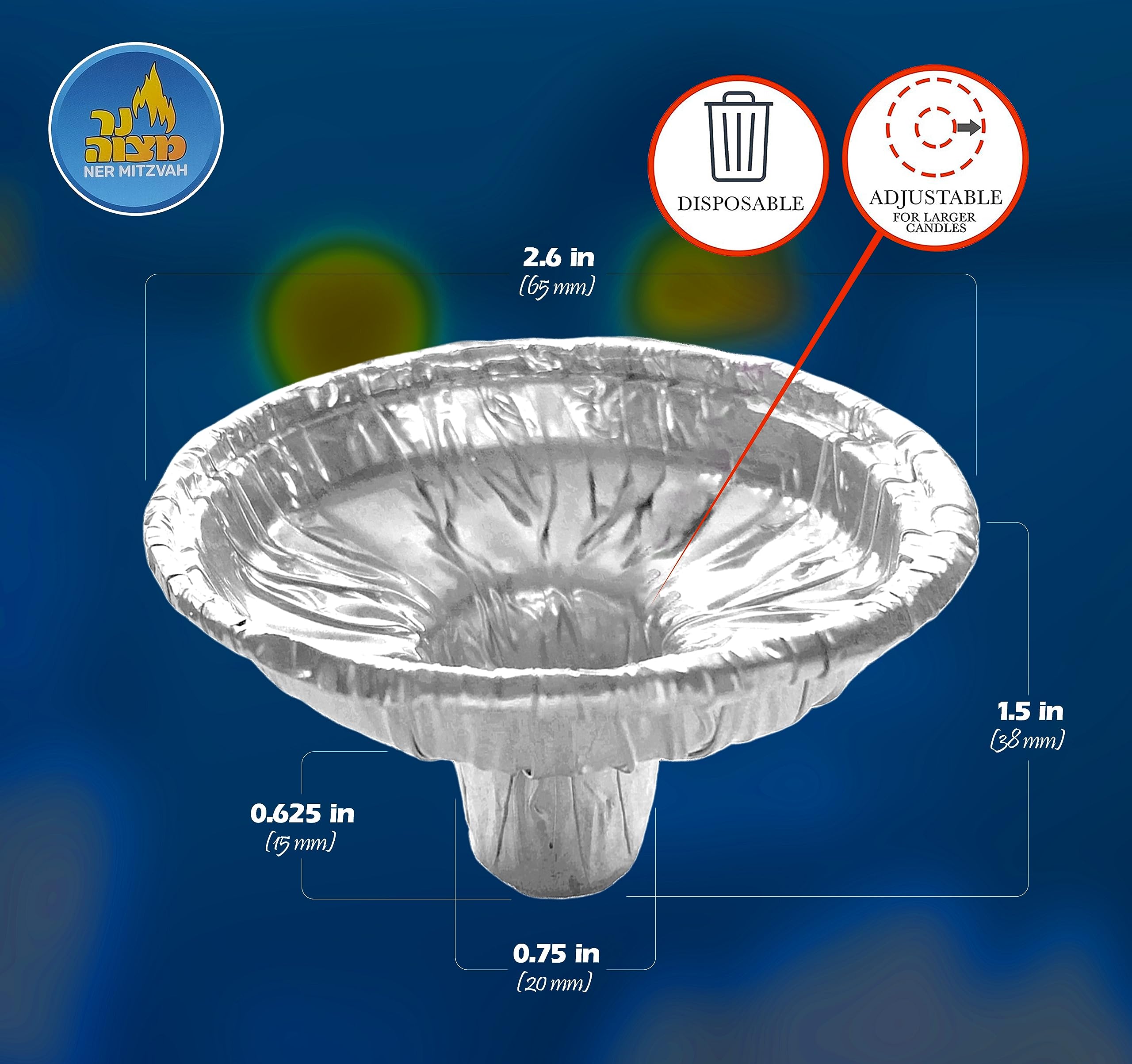 Snapklik.com : Ner Mitzvah Candle Holders Plus - Deeper Than Regular ...