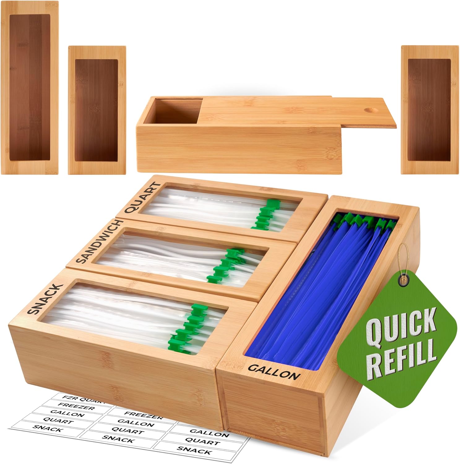 Amazon.com - Storage Bag Organizer, Sandwich Bag Organizer - Bamboo ...