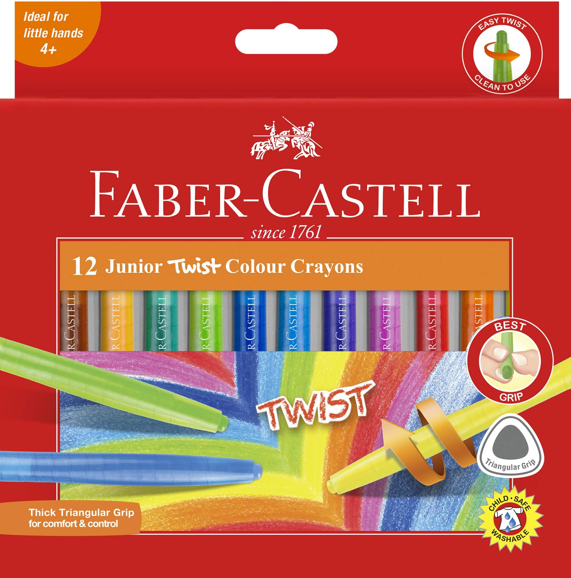 Faber-Castell Jumbo Twist Crayons, Assorted – 12 Count (Pack of 1), (21 ...