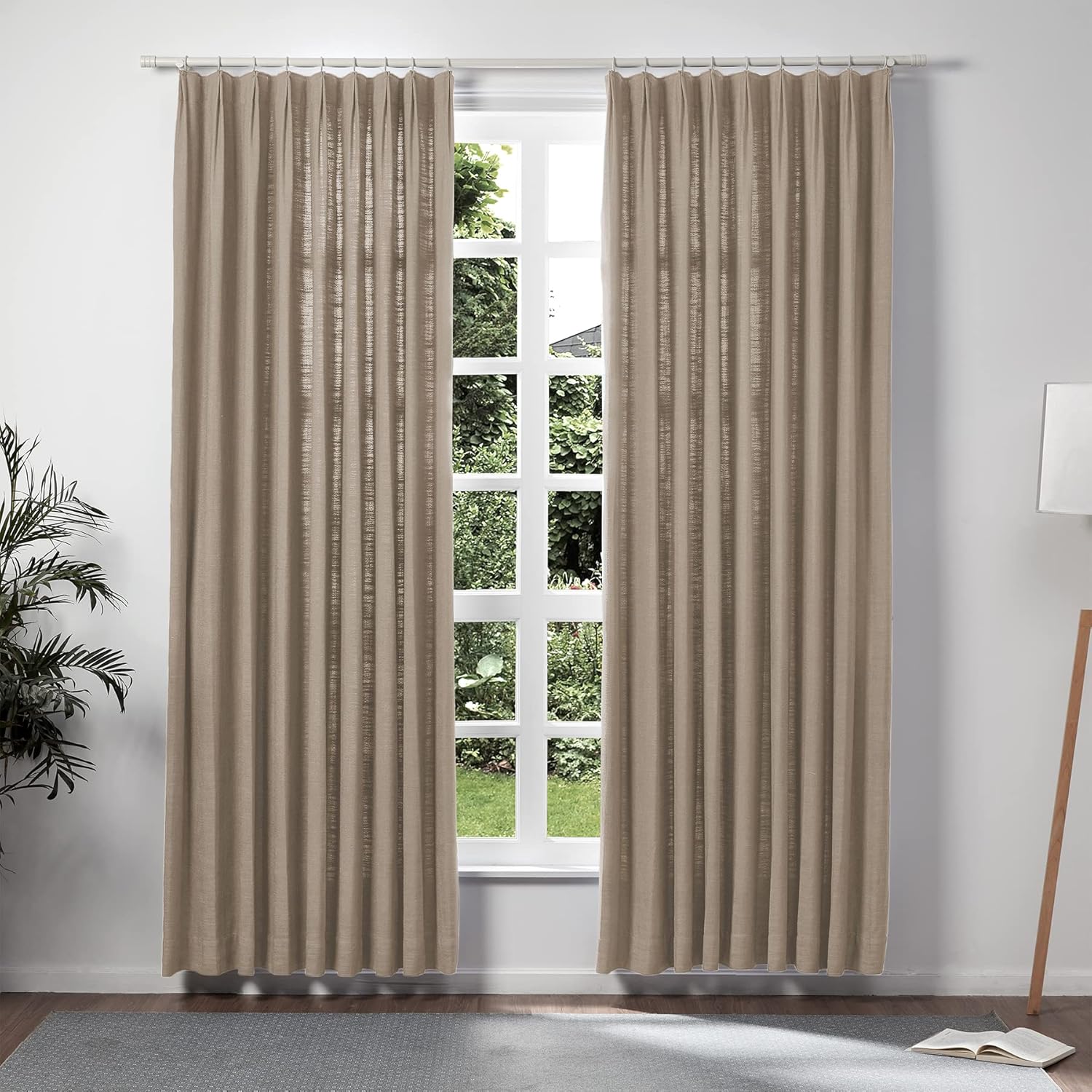 Amazon.com: TWOPAGES Double Layer Lined Pinch Pleated Curtain Dim Grey ...