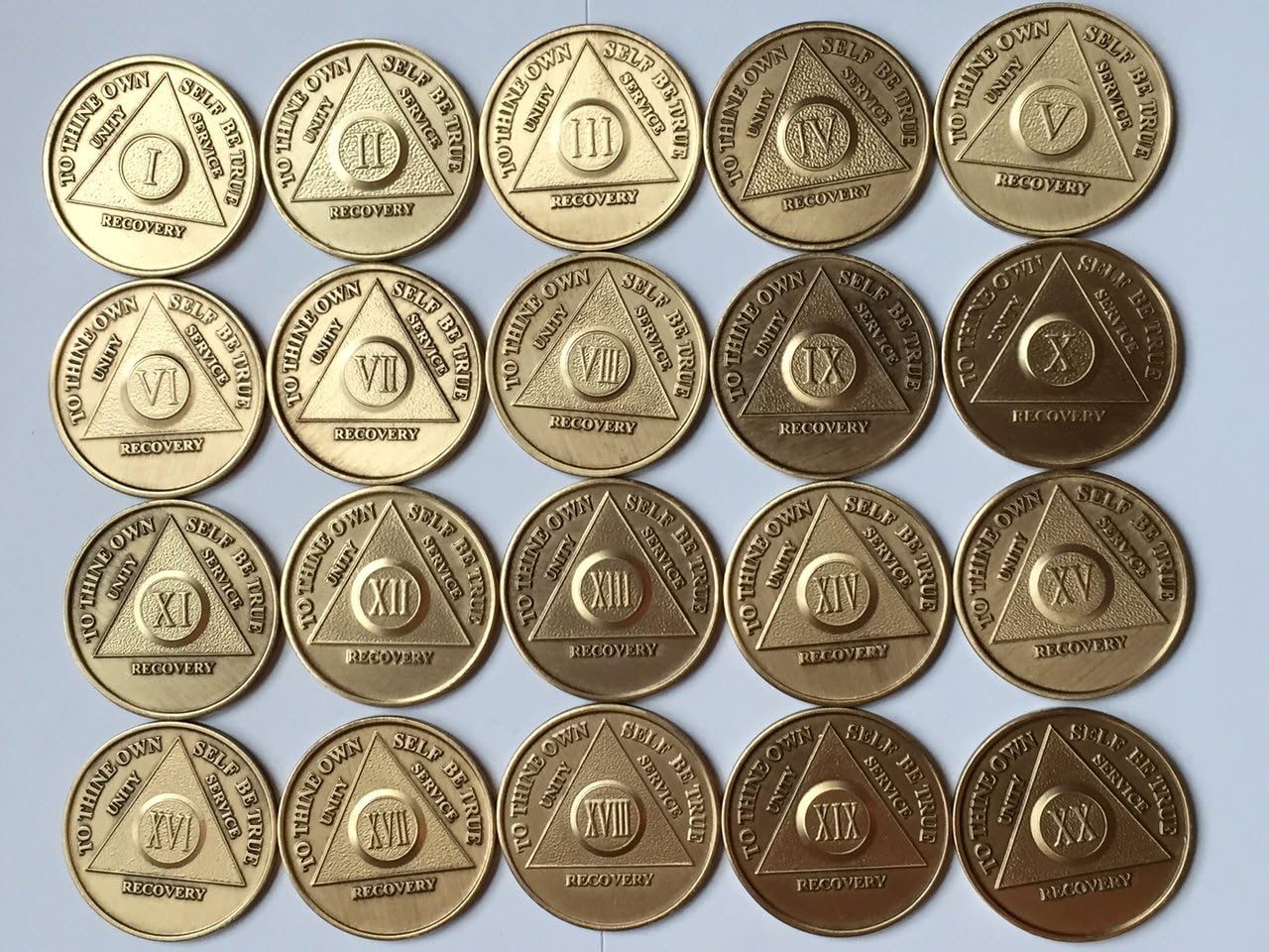 Bulk Lot of 20 AA Alcoholics Anonymous Medallions Chips Years 1 - 20 ...