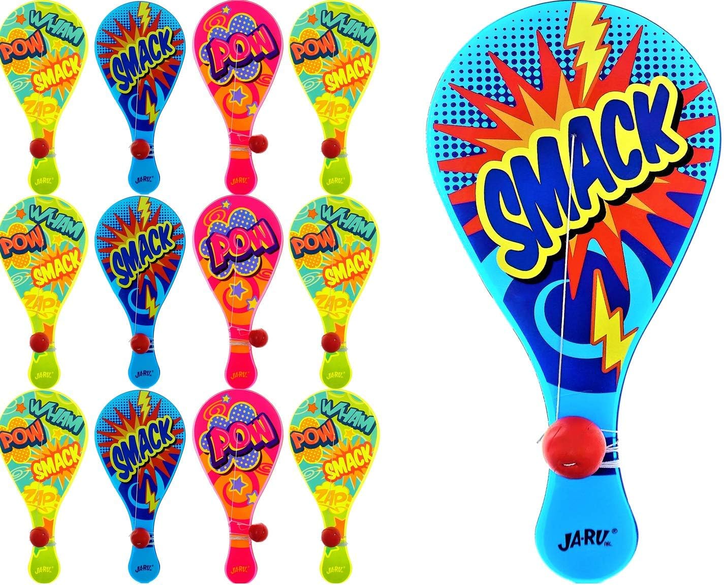 Amazon.com: JA-RU Paddle Ball with String (12 Units) Paddle Ball Set ...