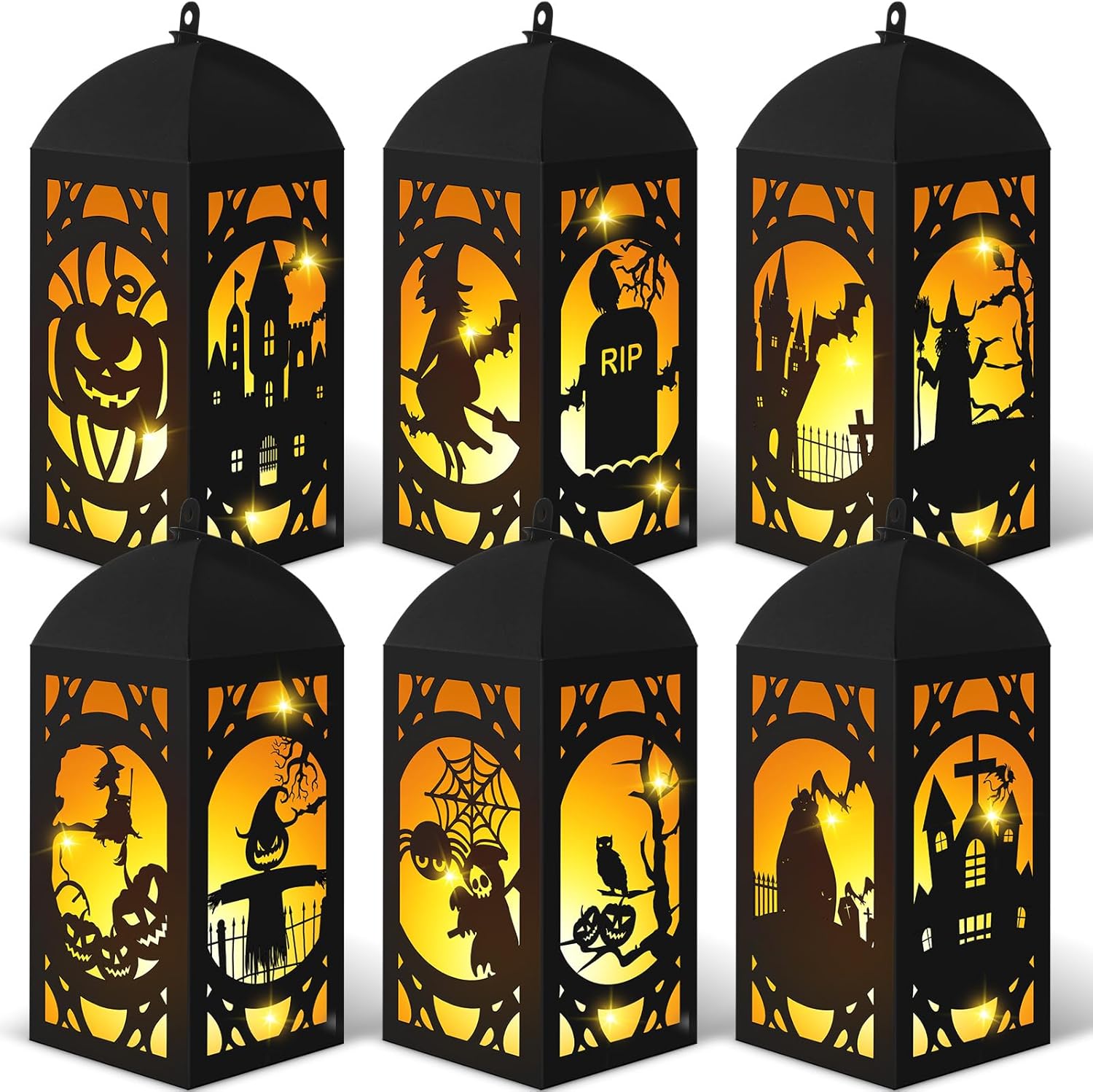 Amazon.com: Glooglitter 6 Pcs Halloween Paper Lantern Halloween Table ...