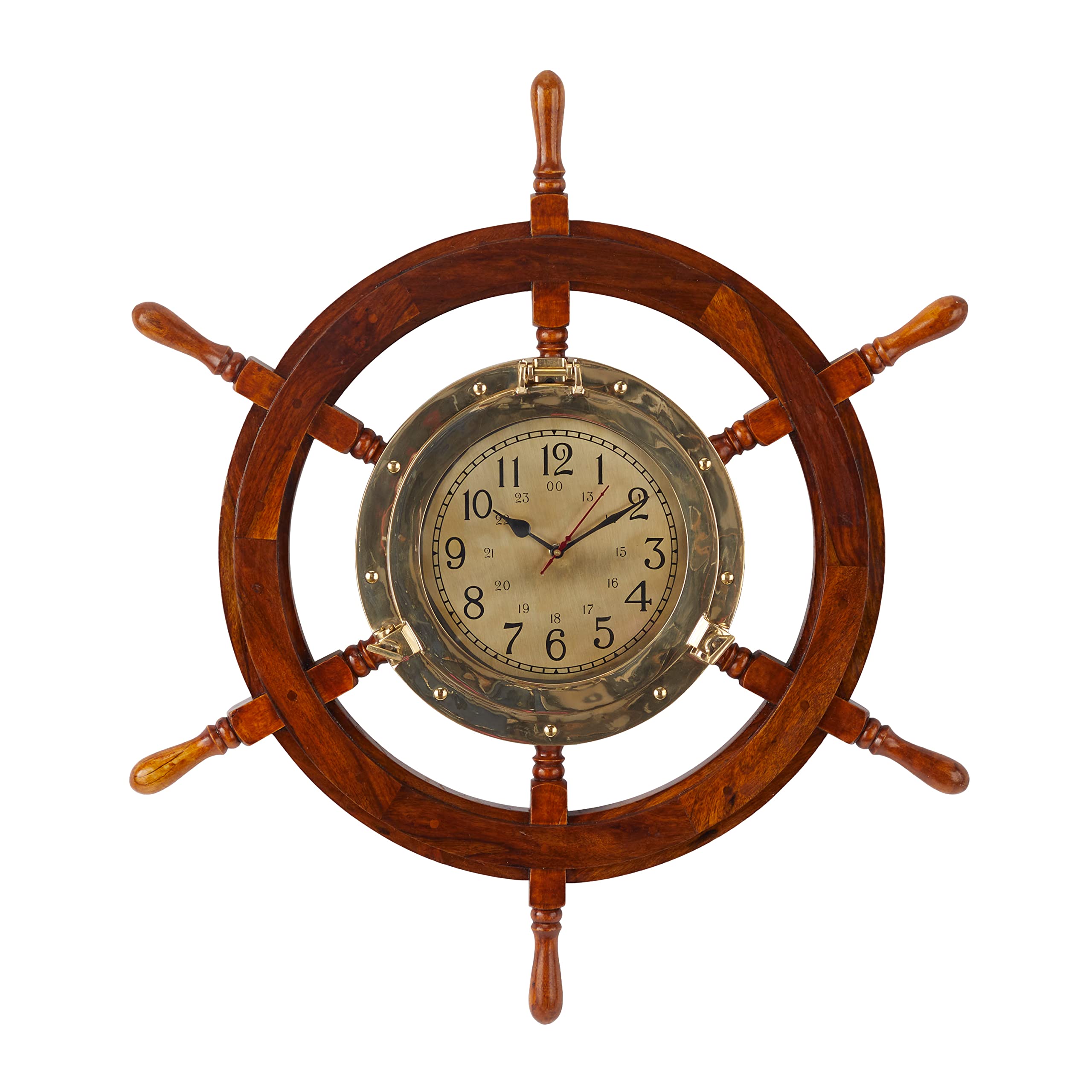 Amazon.com: Deco 79 Wood Sail Boat Ship wheel Wall Clock, 30" x 4" x 30 ...
