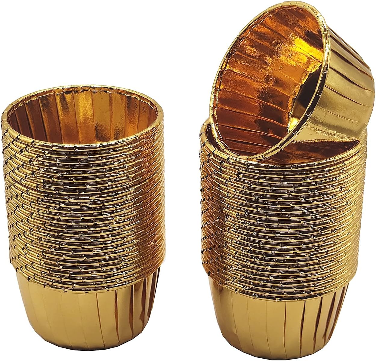 Amazon.com: Gold Foil Metallic Paper Baking Cups Muffin Cups Cupcake ...