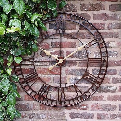 Westminster Large Outdoor Garden Wall Clock Giant Open Face Big Roman Numerals 80CM : Amazon.co ...