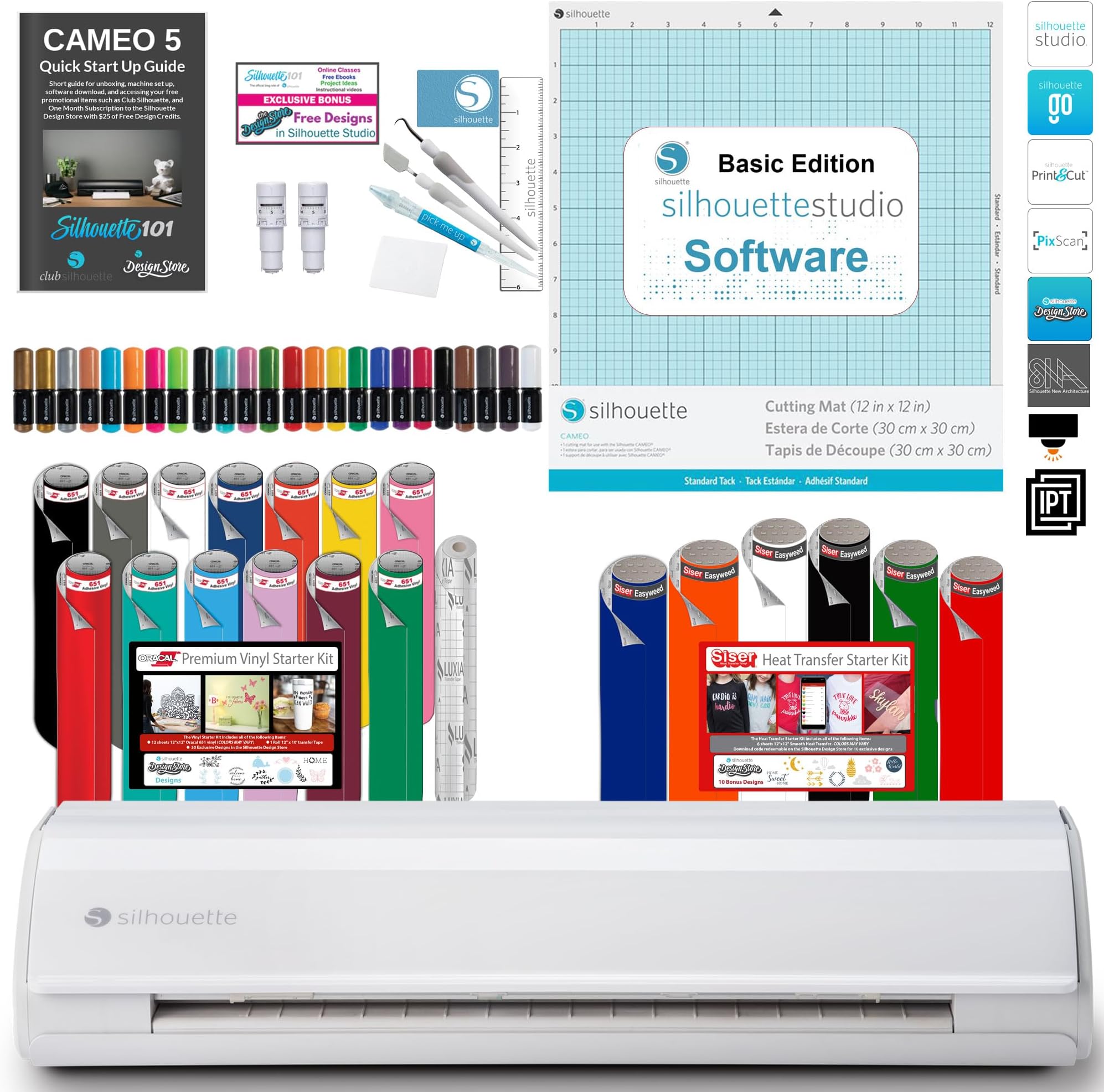 Amazon.com: Silhouette America Silhouette Cameo 5 Bundle with Vinyl ...