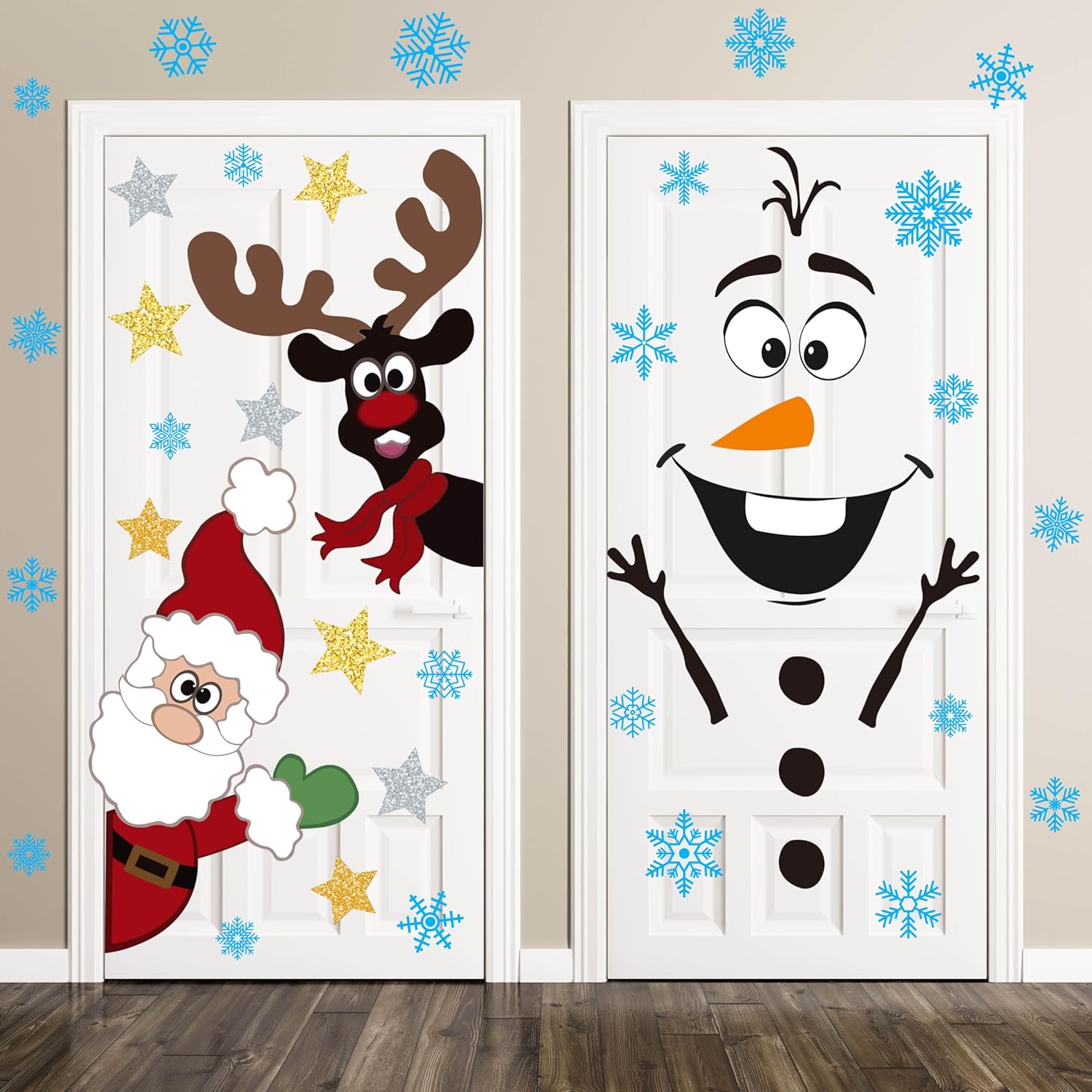 Amazon.com: Christmas Door Stickers Decor Christmas Snowman Olaf Santa ...