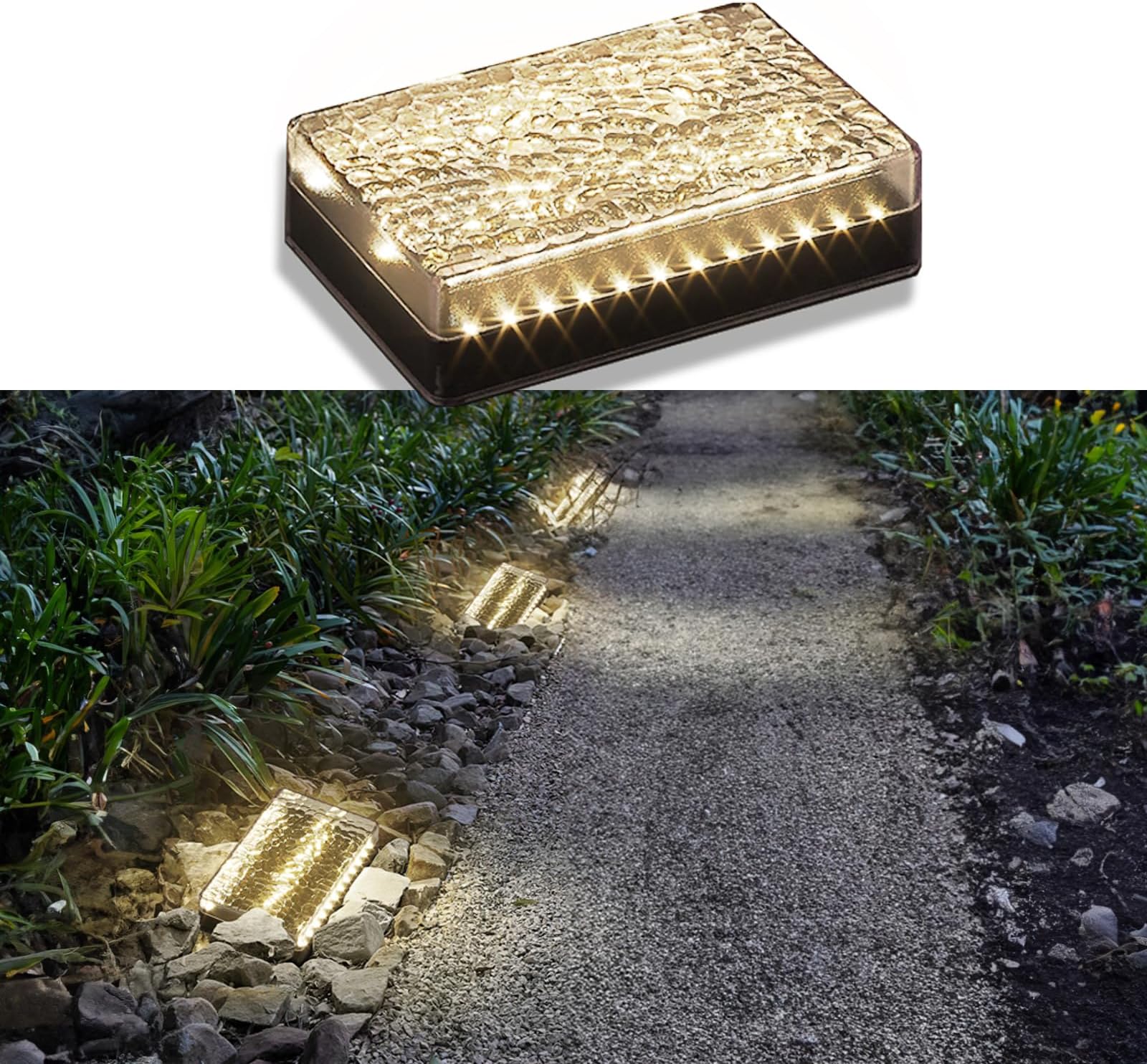 SHONE Solar Path Light, 6"x9" Recessed Brick Light, IP67 Waterproof ...