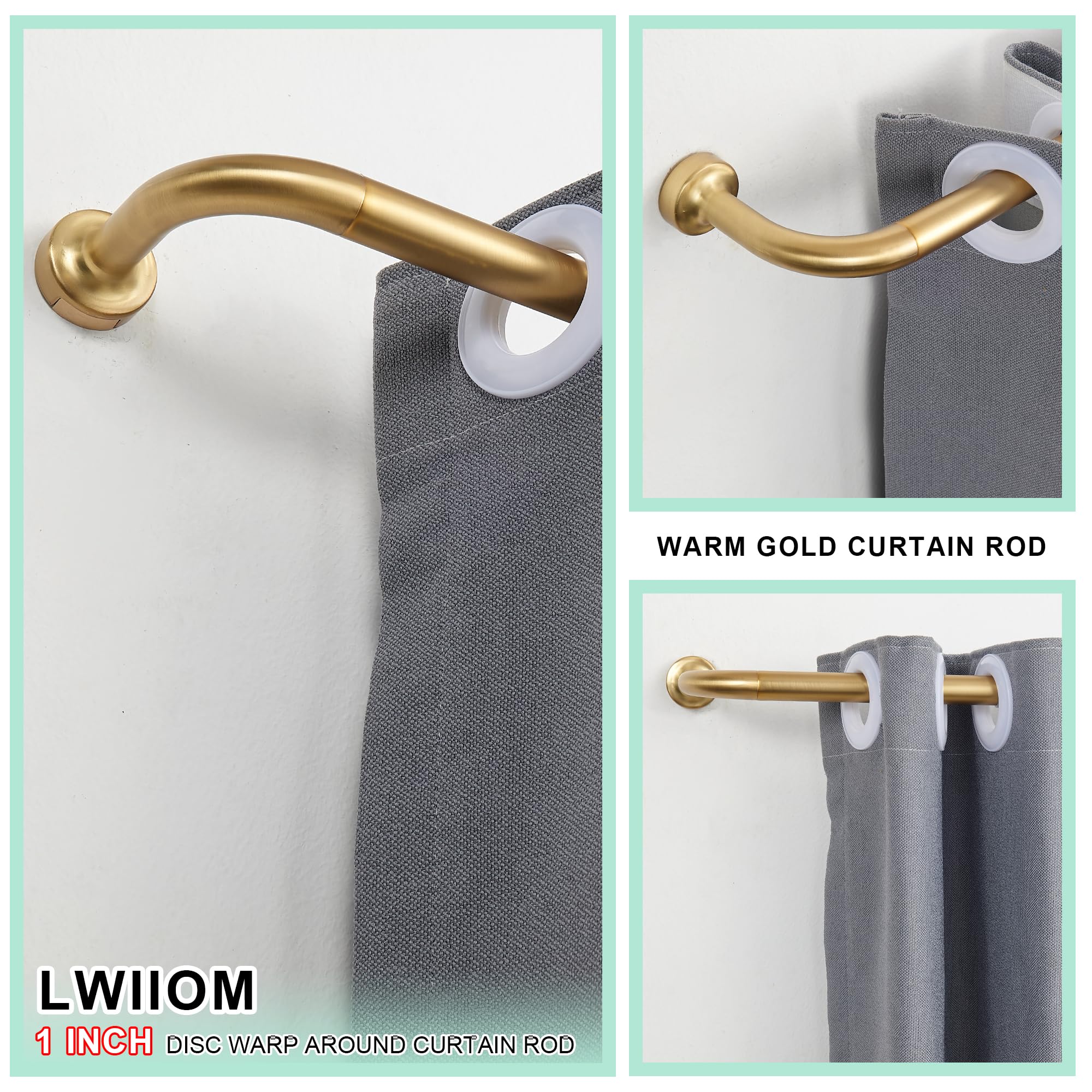 Snapklik.com : Lwiiom Warm Gold Curtain Rod For Windows 28 To 86 Inch ...
