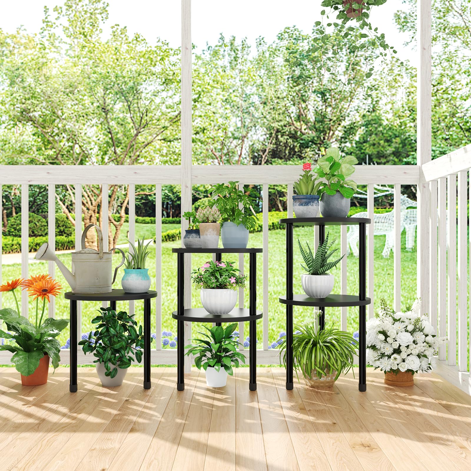 Snapklik.com : Simple Trending 5 Pack Stackable Plant Stand Indoor Outdoor