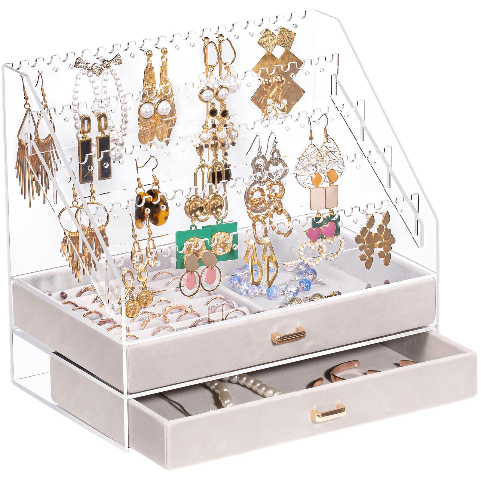 Amazon.com: Lolalet Earring Organizer with Drawers, Clear Acrylic ...