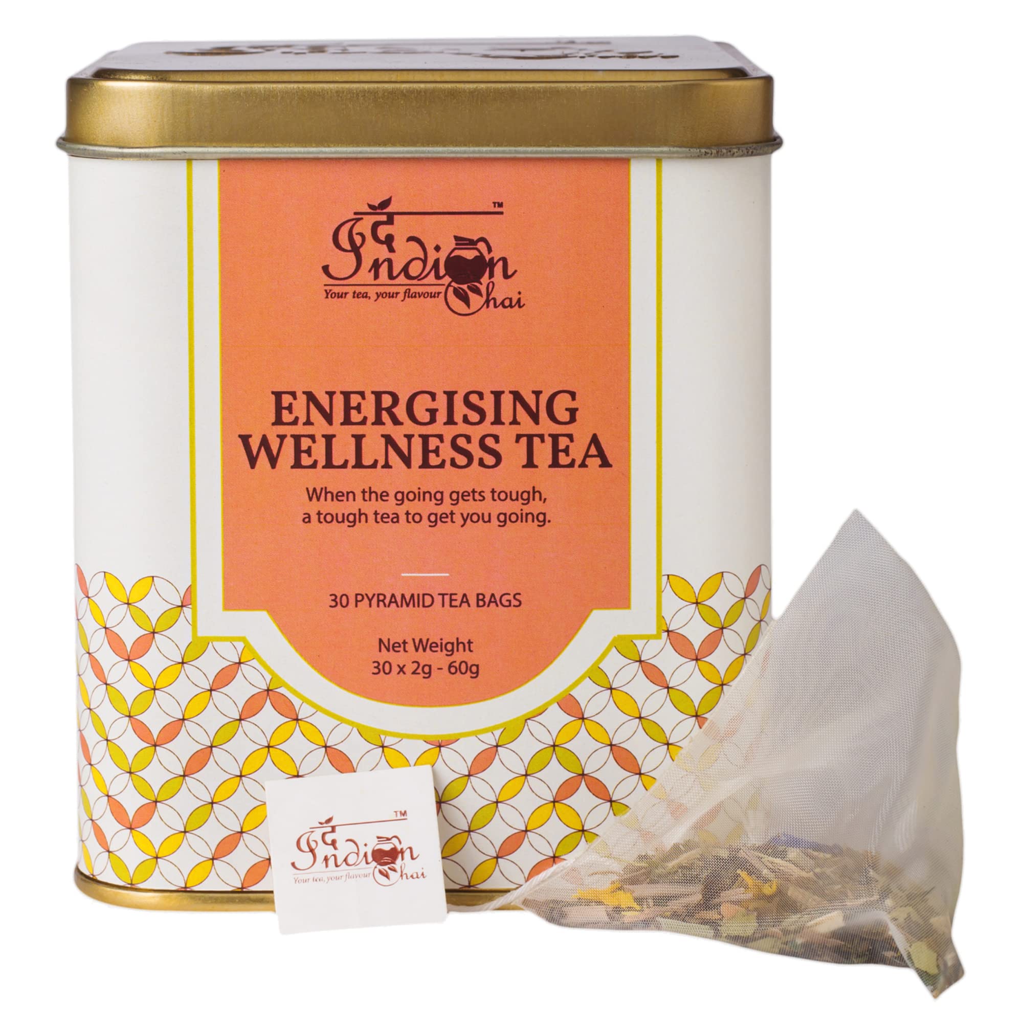 Buy The Indian Chai – Energising Tea 30 Pyramid Tea Bags with Yerba ...