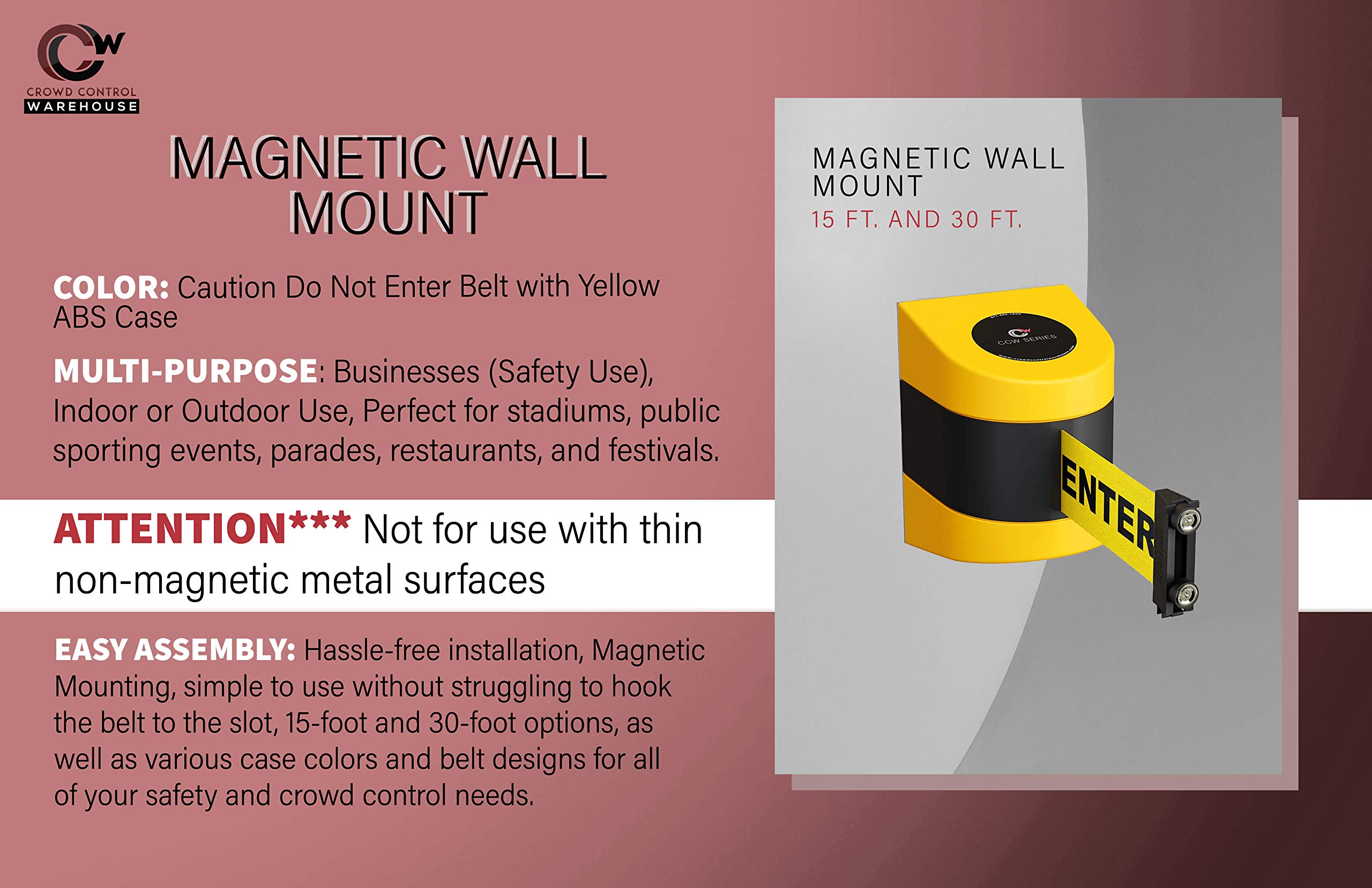Snapklik.com : Crowd Control Warehouse - CCW Series WMB-230 Magnetic Wall Mount Retractable Belt ...