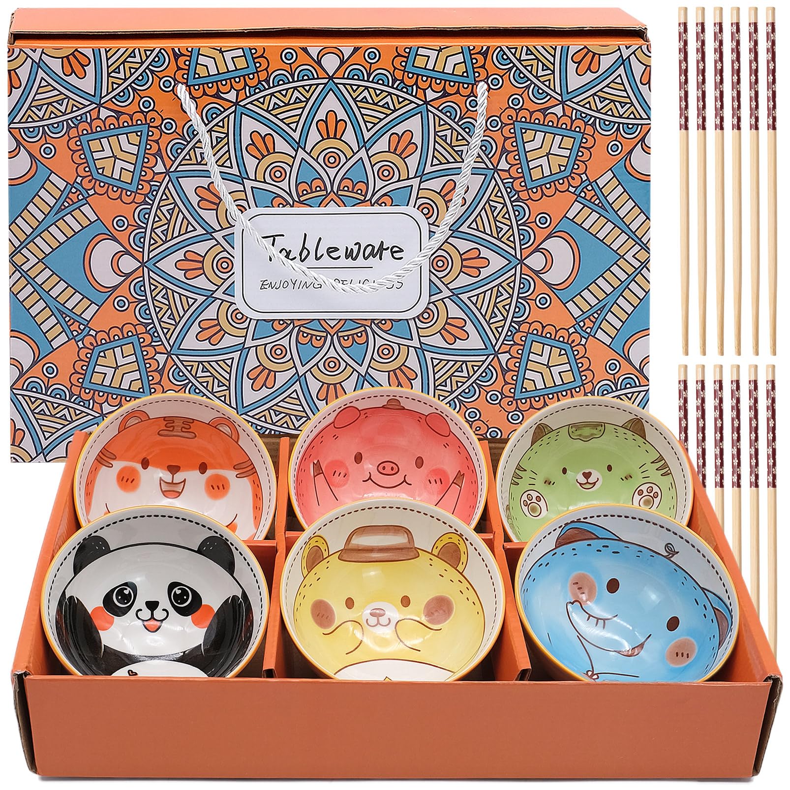 TULEBOLIAN 6pcs Ceramic Rice Bowls,Ceramic Small Bowls Dessert Bowl ...