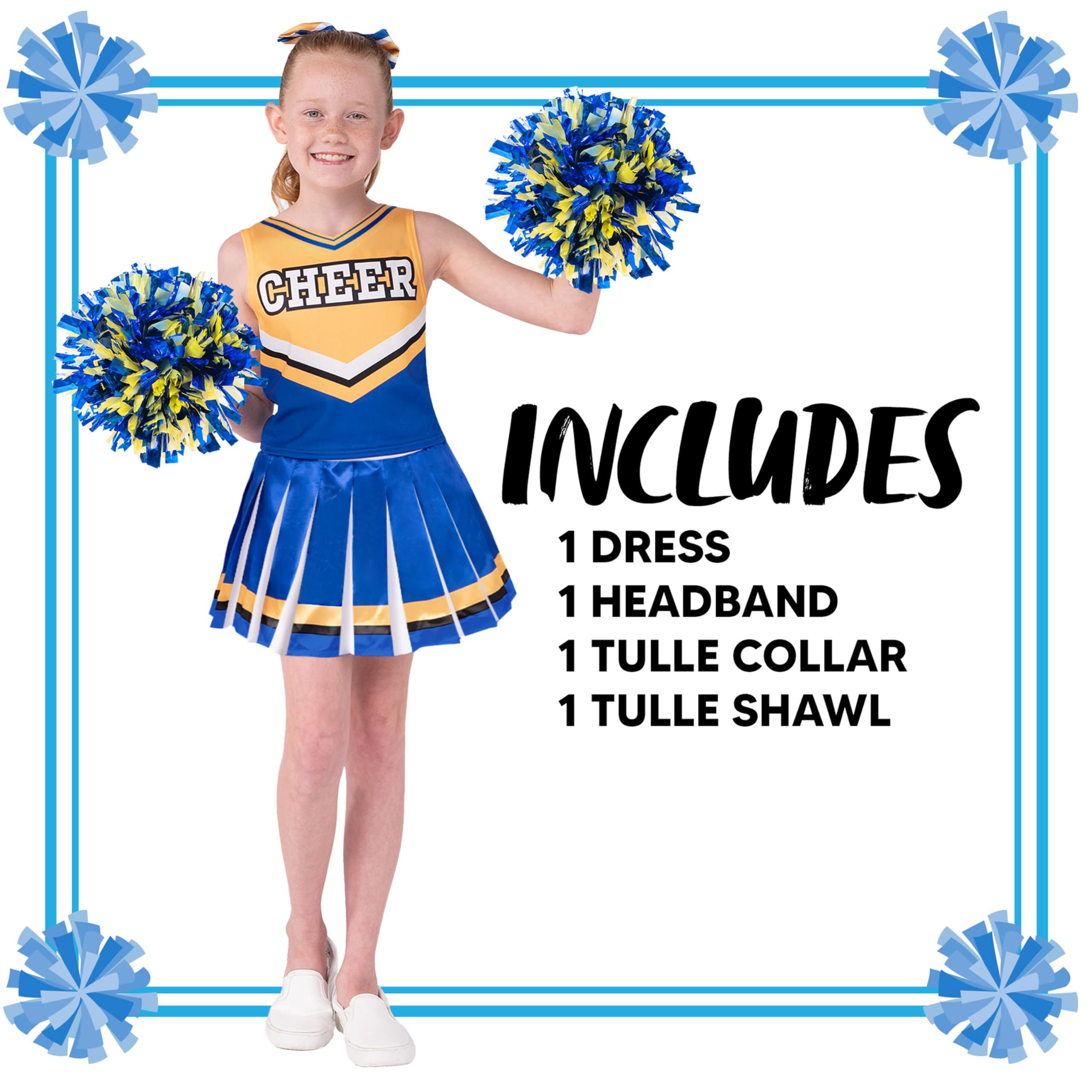 Spooktacular Creations Girl Blue Cheerleader Costume, Halloween Cute ...