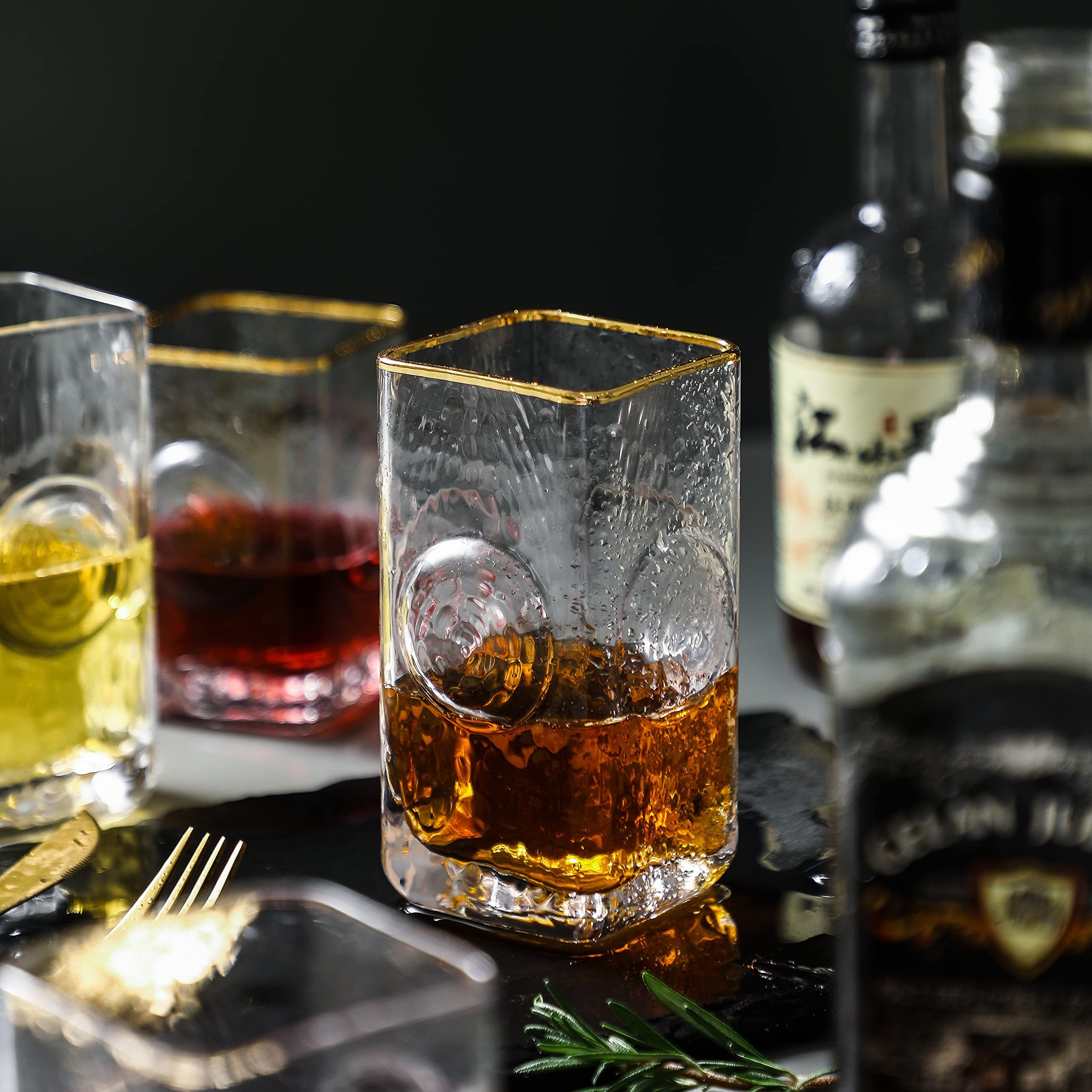 Snapklik.com : 1500 C TABLETOP Gold Rim Drinking Glasses, Circular ...