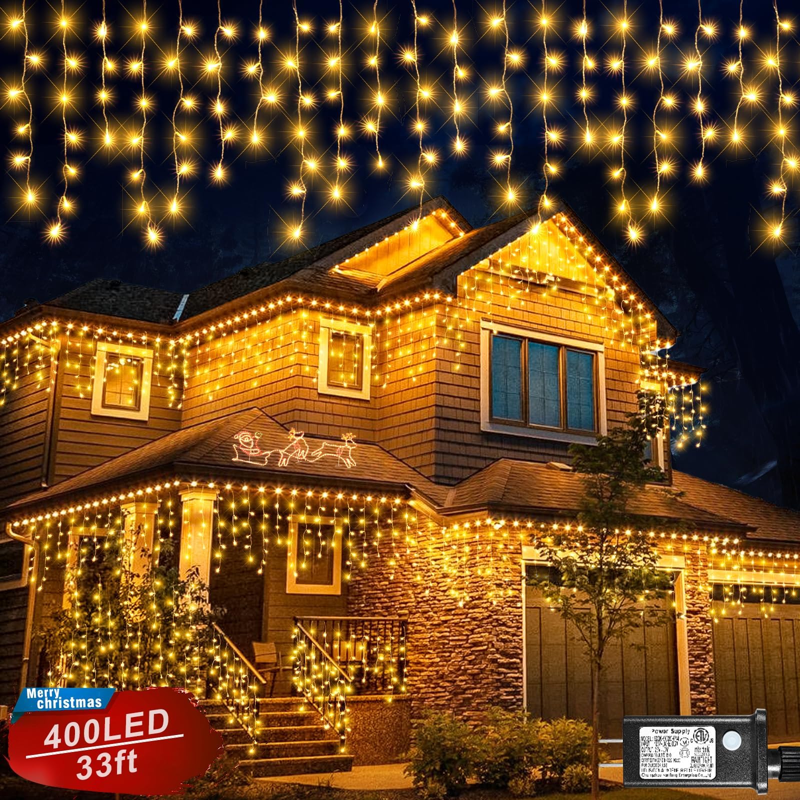 Amazon.com : Holiday Times 300-count Icicle Outdoor String Lights ...