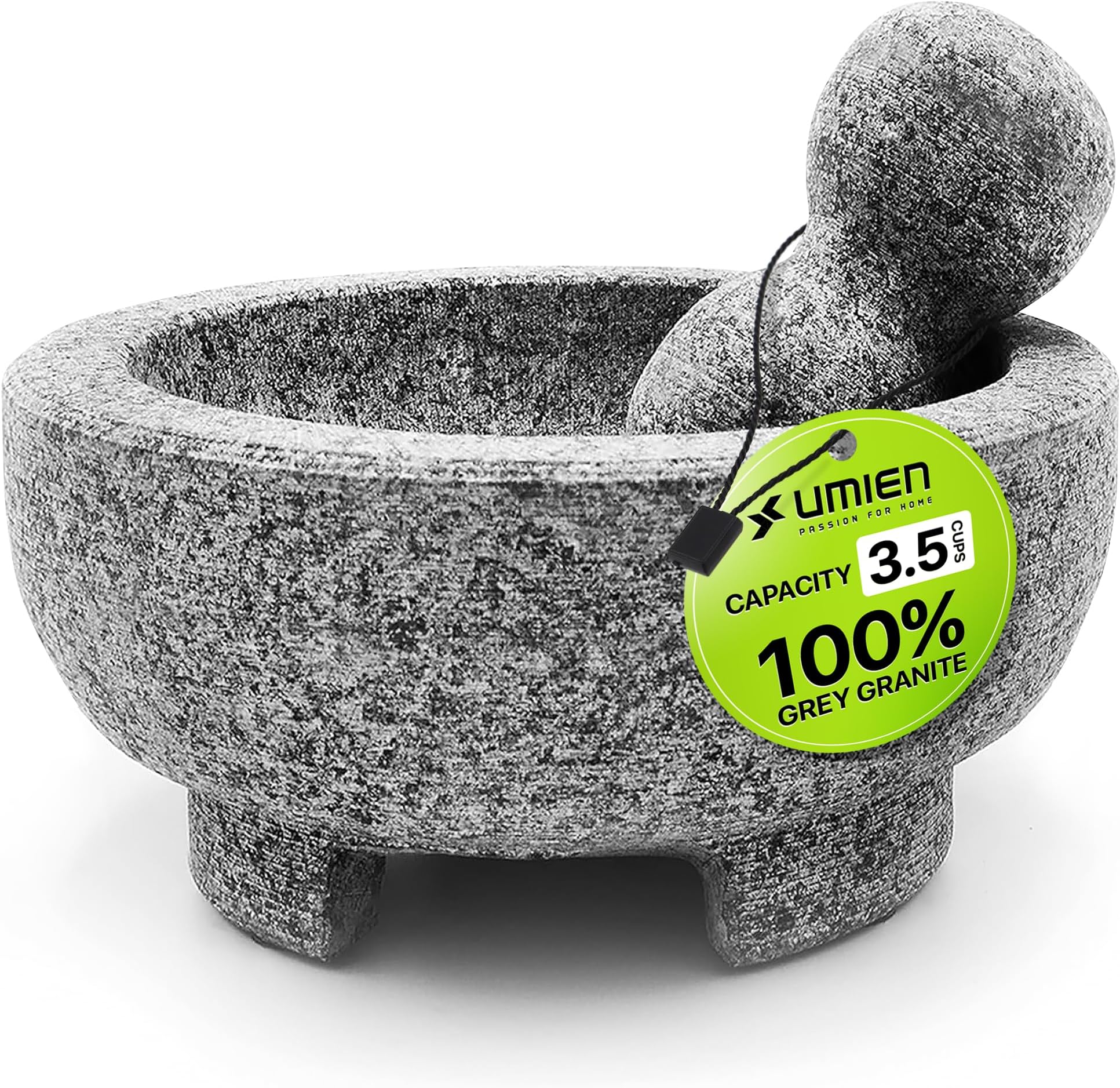 Granite Mortar and Pestle Set Guacamole Bowl Molcajete 8 Inch - Natural ...