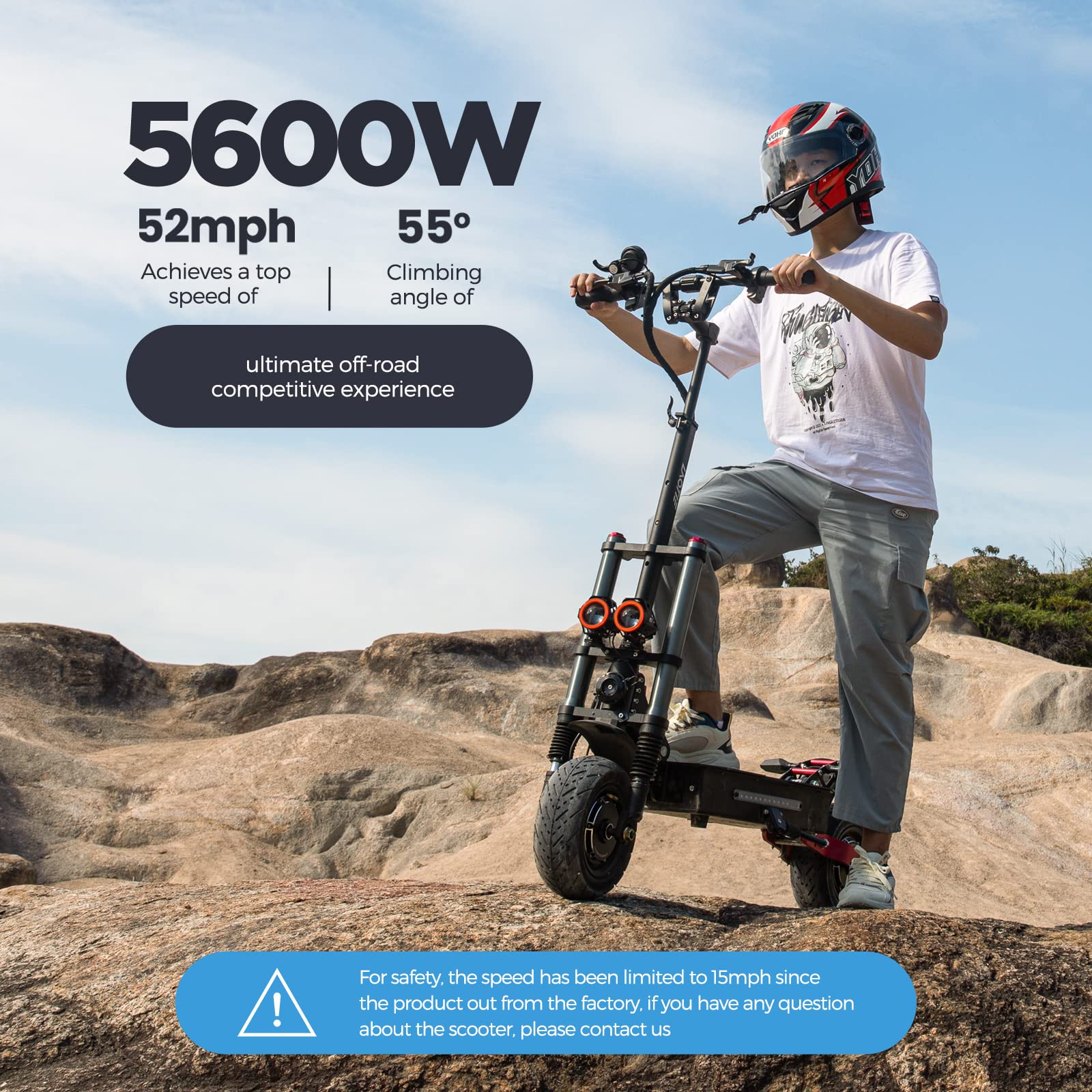 LAOTIE Ti30 Electric Scooter Adults, 5600W Dual Motors (Total), Max ...