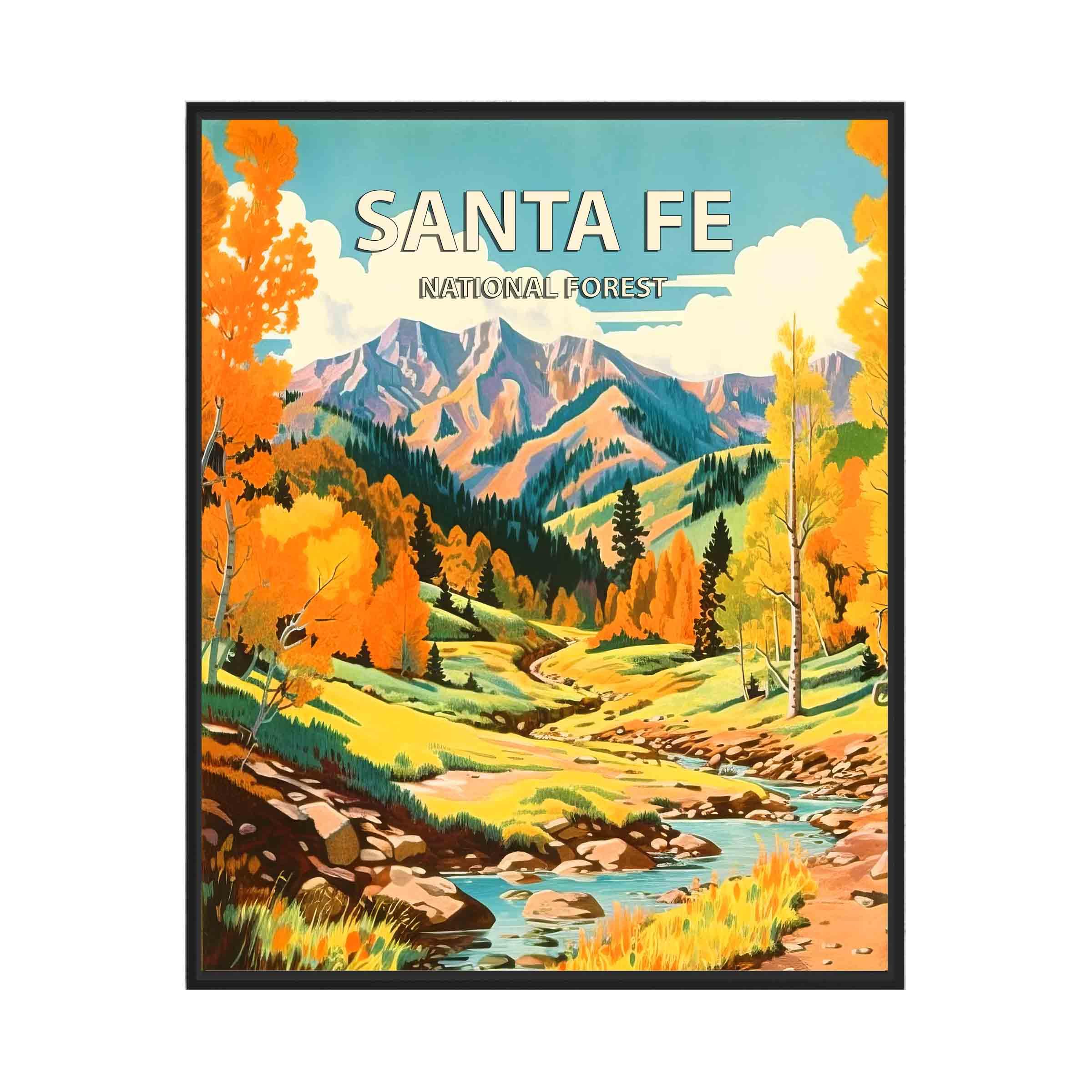 Amazon.com: Santa Fe National Forest Poster Art Print Retro Mountain ...